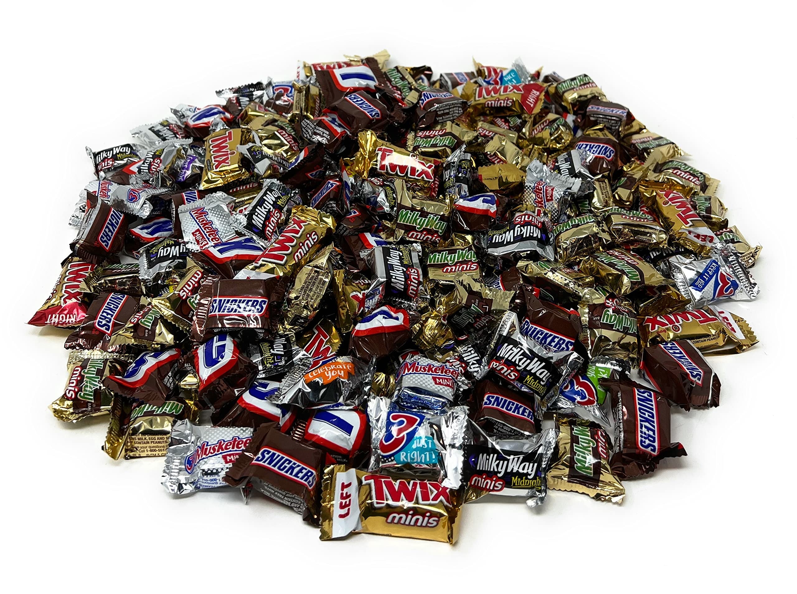 Assortit Fun Size Chocolate Candy Bag, 64 oz, Snickers, Twix, Milky Way ...