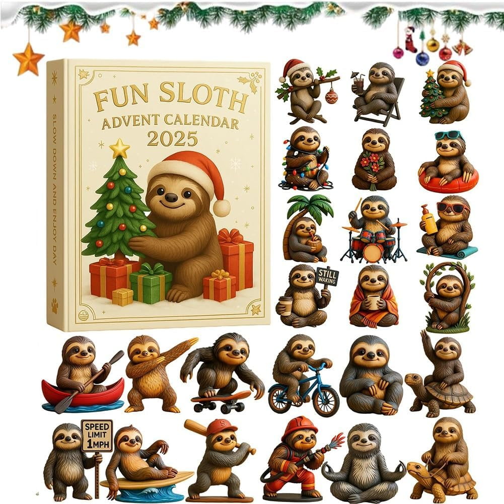 Fun Sloth Advent Calendar 2025-24 Day Christmas Countdown Calendar with ...