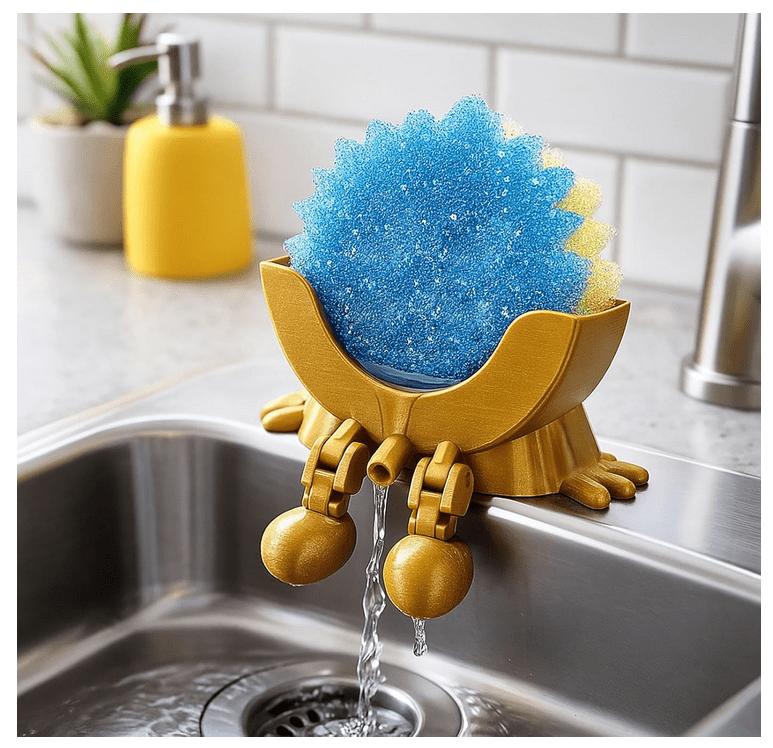Fun Sponge Stand, 3D Printed Sink Draining Sponge Holder, Space-Saving ...