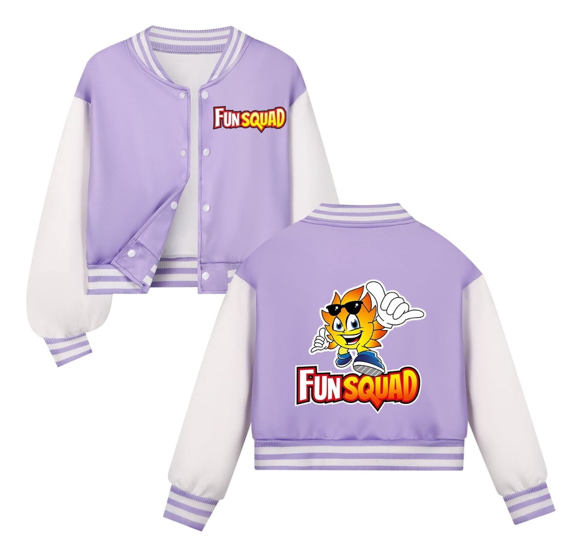 Fun Squad Kids Cartoon Jacket – Long Sleeve Varsity Baseball Coat for ...