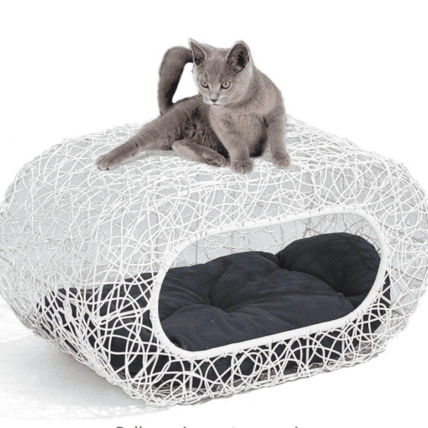Fun Stackable White Cat Condo for Indoor Cats - Interactive Play Rattan ...