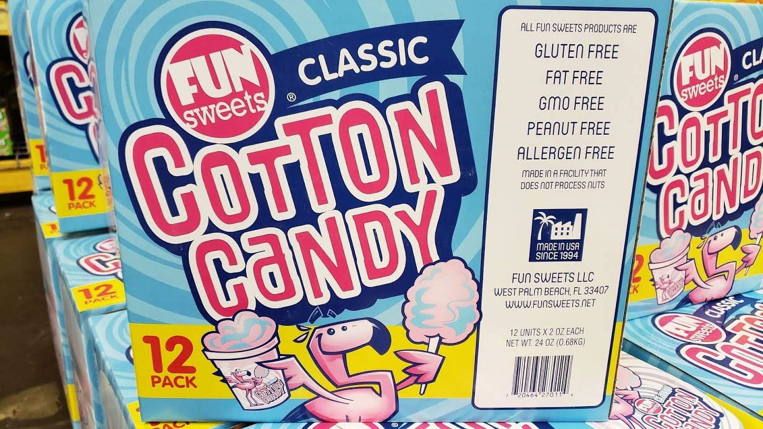 Fun Sweet Classic Cotton Candy 12 packs X 2 lb each -Fat Free, Gluten ...