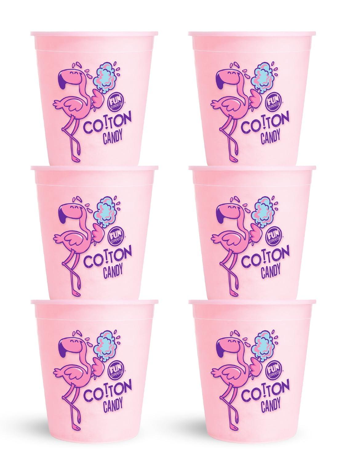 Fun Sweets Cotton Candy 6-Pack MDA05 - Pink CottonCandy in 1.5 oz Tubs ...