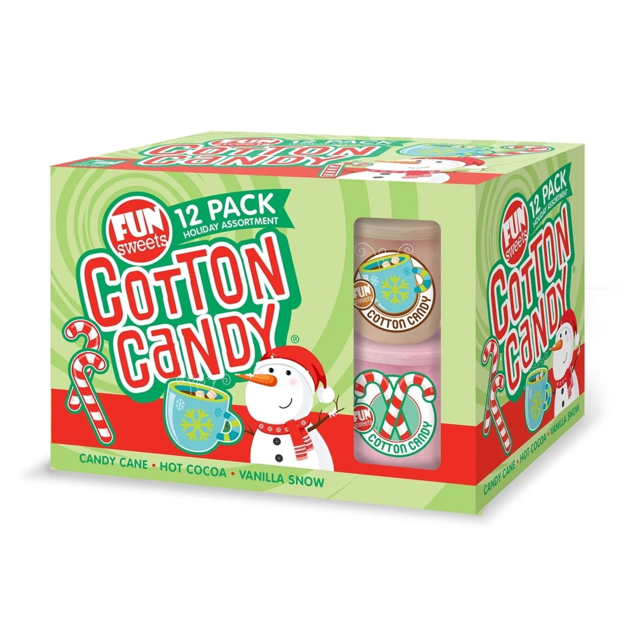 Fun Sweets Holiday Cotton Candy, Dye Free, Flavored, 2 Ounce (12 Count ...