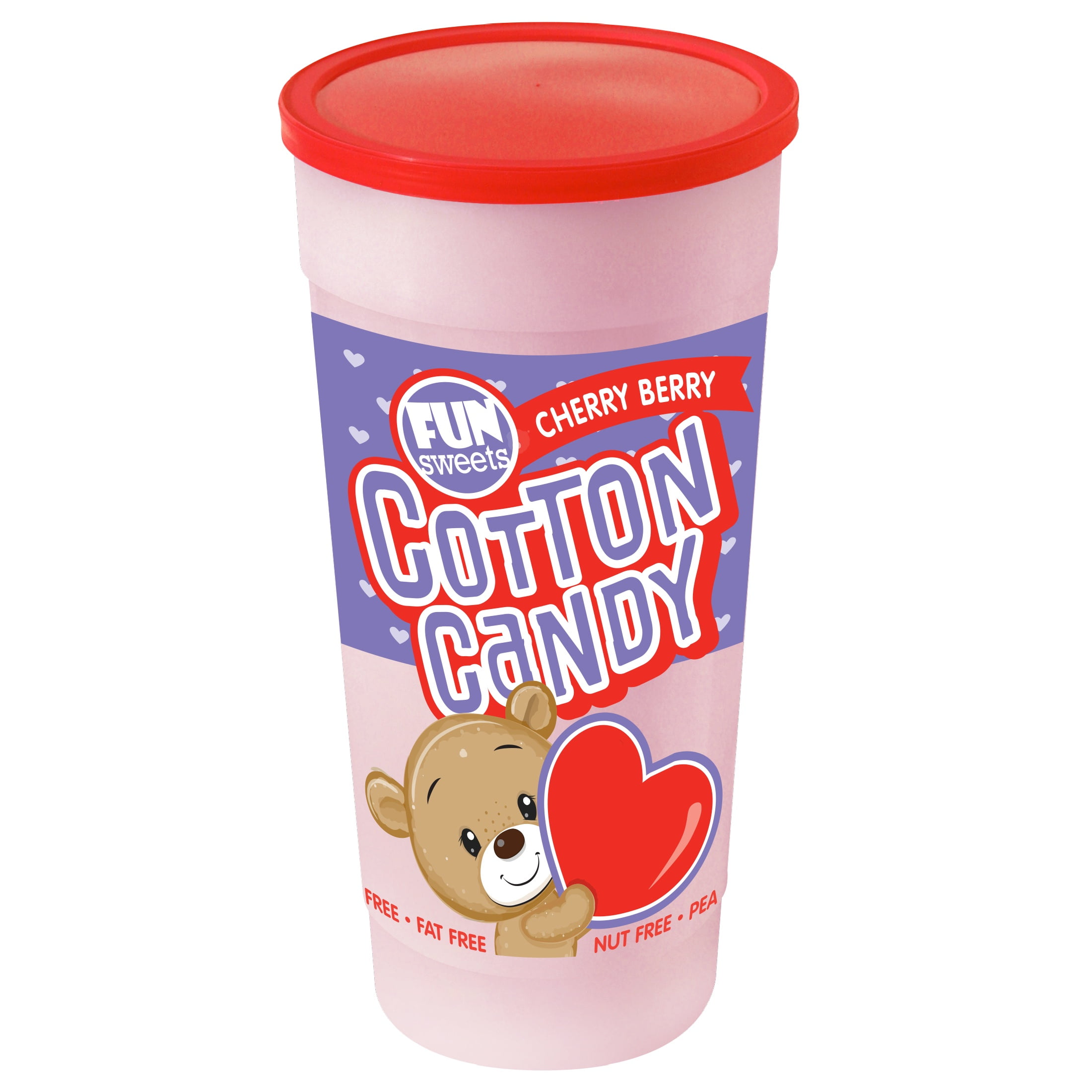 Fun Sweets Brand 4oz Teddy Bear Cherry Berry Cotton Candy - Nut Free ...
