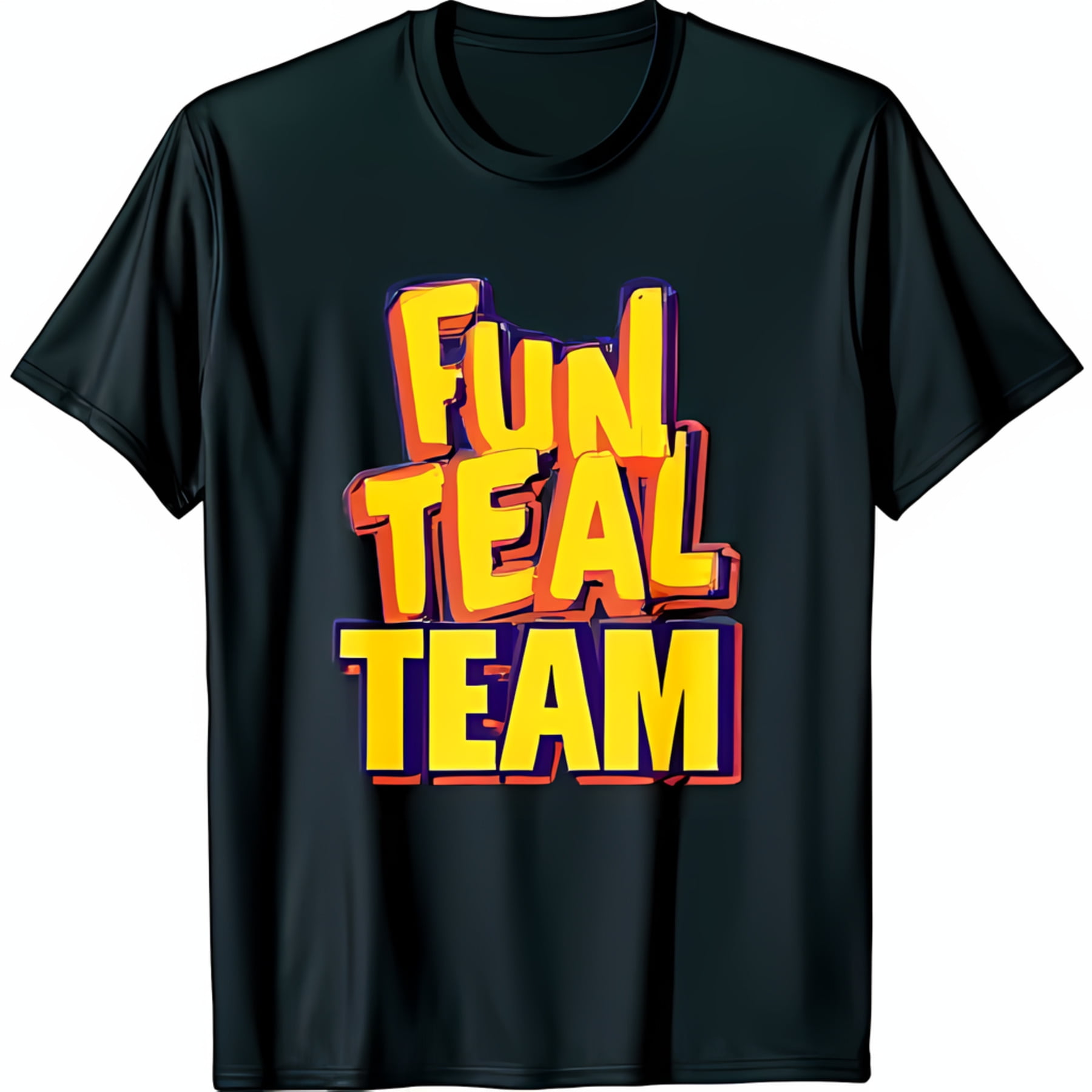 Fun Teal Team Graphic Black T-Shirt Bold Yellow Design - Walmart.com