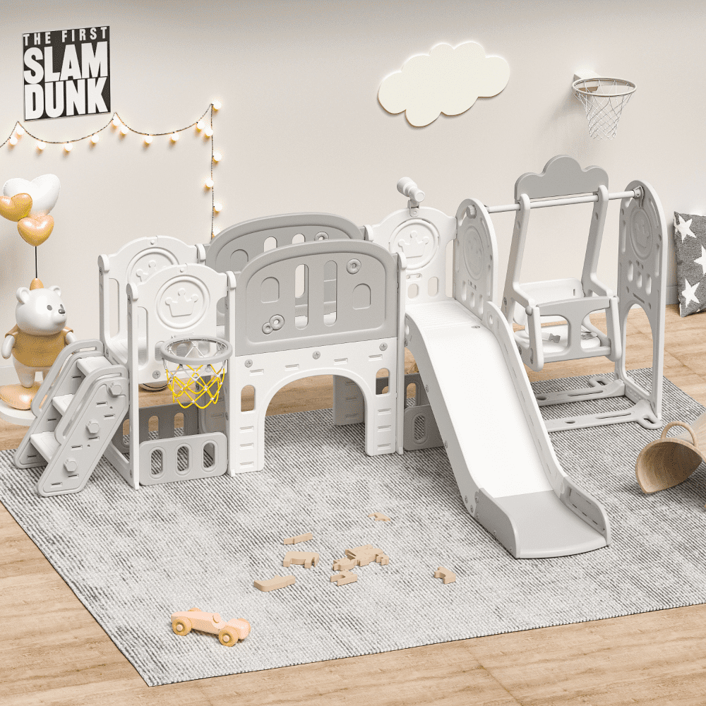 Fun Toddler Slide with Basketball Hoop and Swing Combo - Indoor Outdoor ...