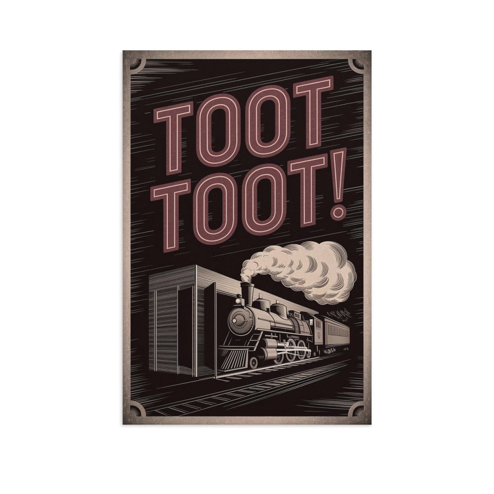 Fun Toilet Poster with Steam Train Coming Out of Bathroom Stall for ...