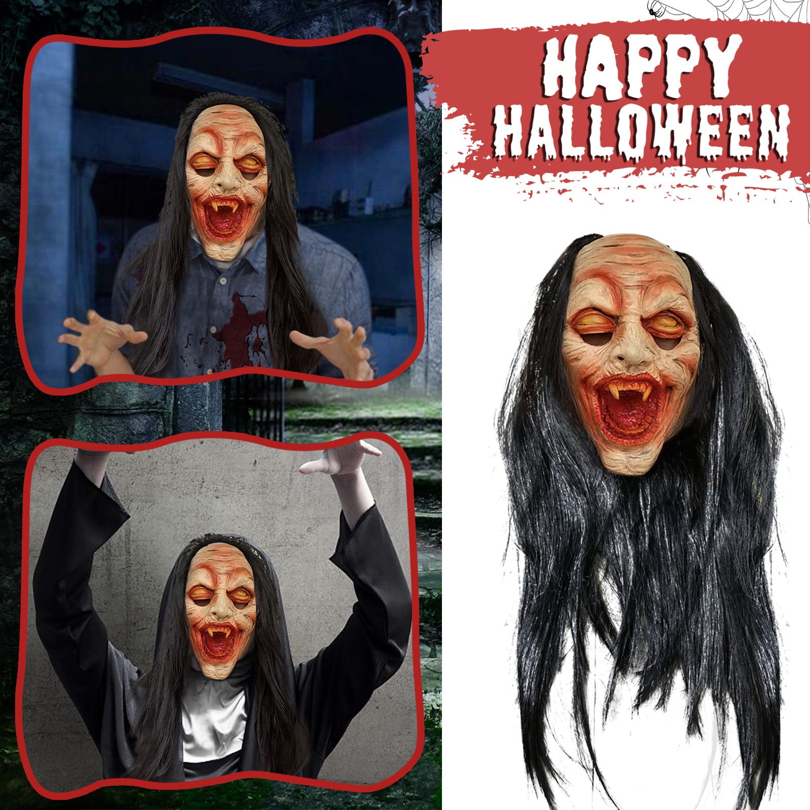 Fun Toys For Kids Bulk Face Guard With Long Hair Face Guard Scary Latex ...