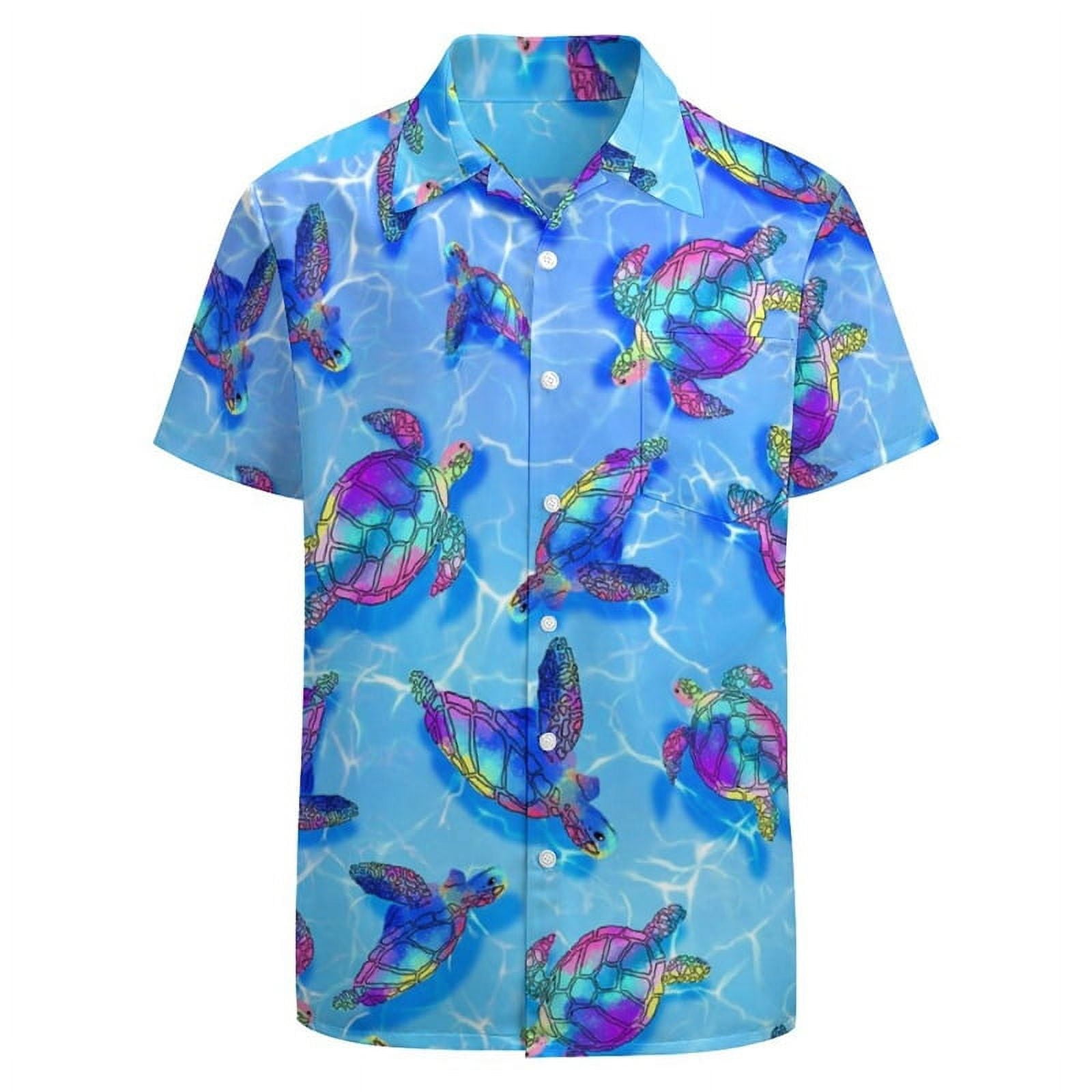 Fun Turtle Floral Graphic Shirts for Men Clothing 3D Printed Hawaiian ...