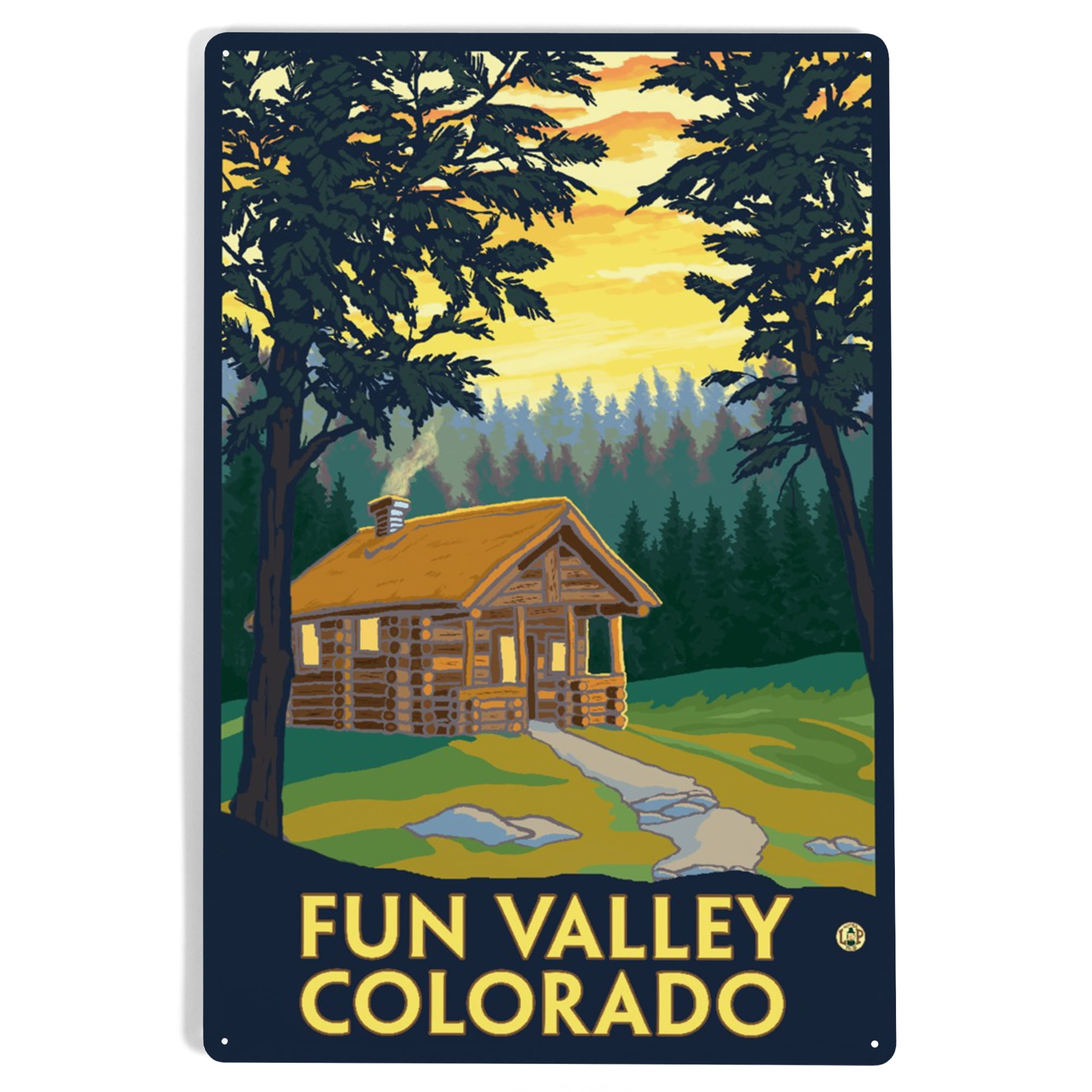 Fun Valley, Colorado, Cabin Scene (12x18 Aluminum Art, Indoor Outdoor ...