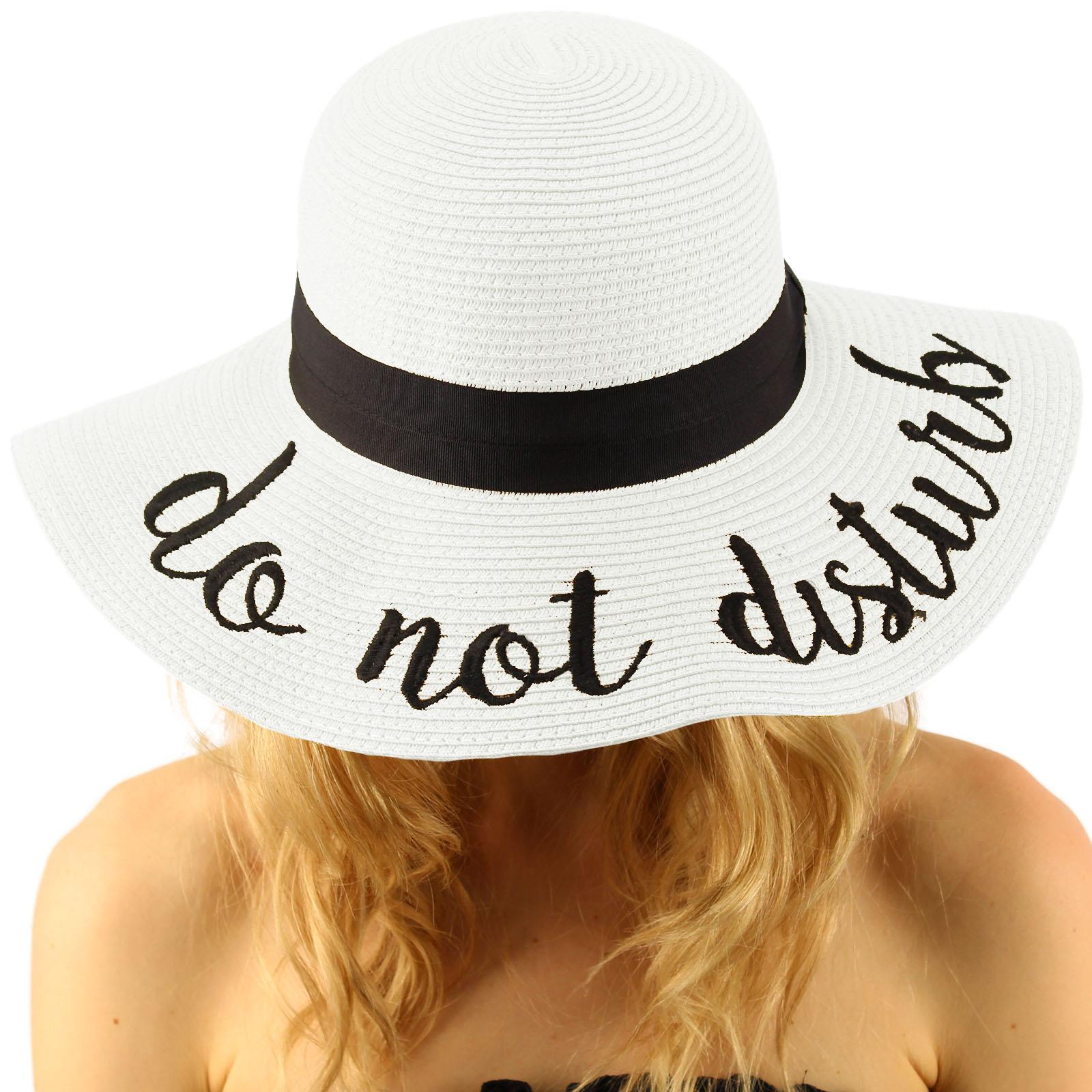 Fun Verbiage Elegant Wide Brim 4 Summer Derby Beach Pool Floppy Dress