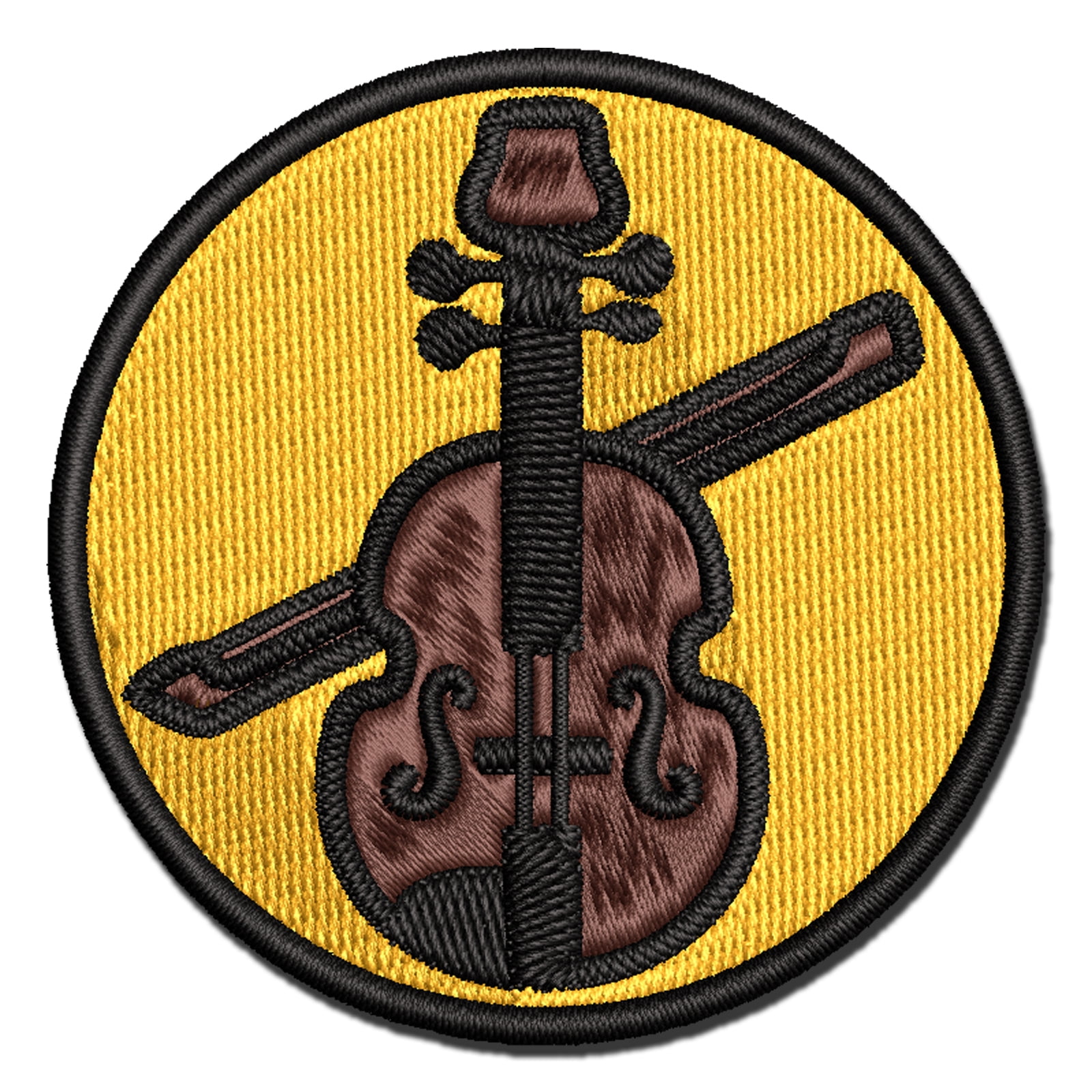 Fun Violin with Bow Icon Applique Multi-Color Embroidered Hook & Loop ...