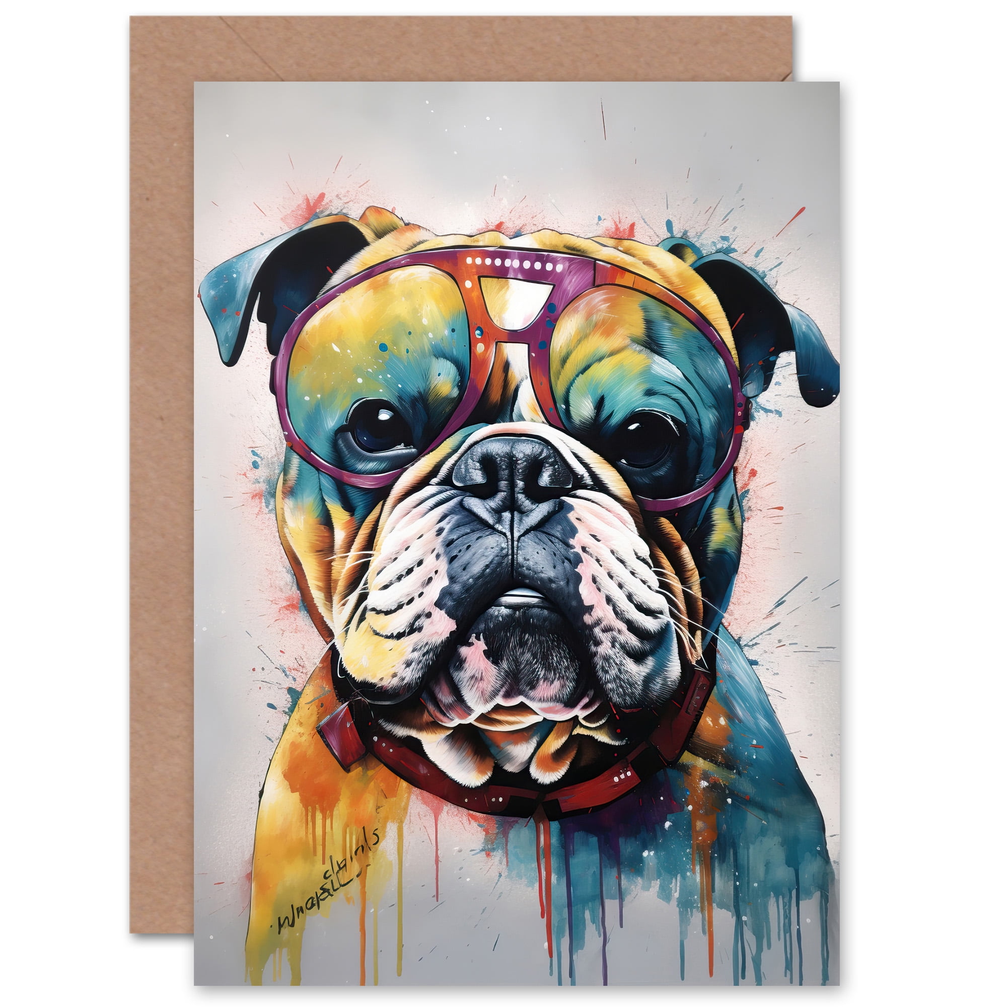 Fun Watercolour Bulldog Dog for Husband Him Dad Son Brother Birthday ...
