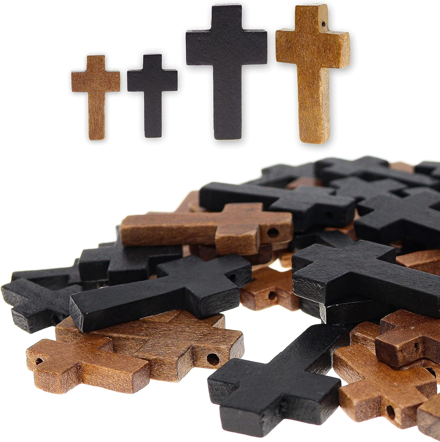 Fun-Weevz 40 Assorted Wood Cross Pendants for Jewelry Making Adults ...
