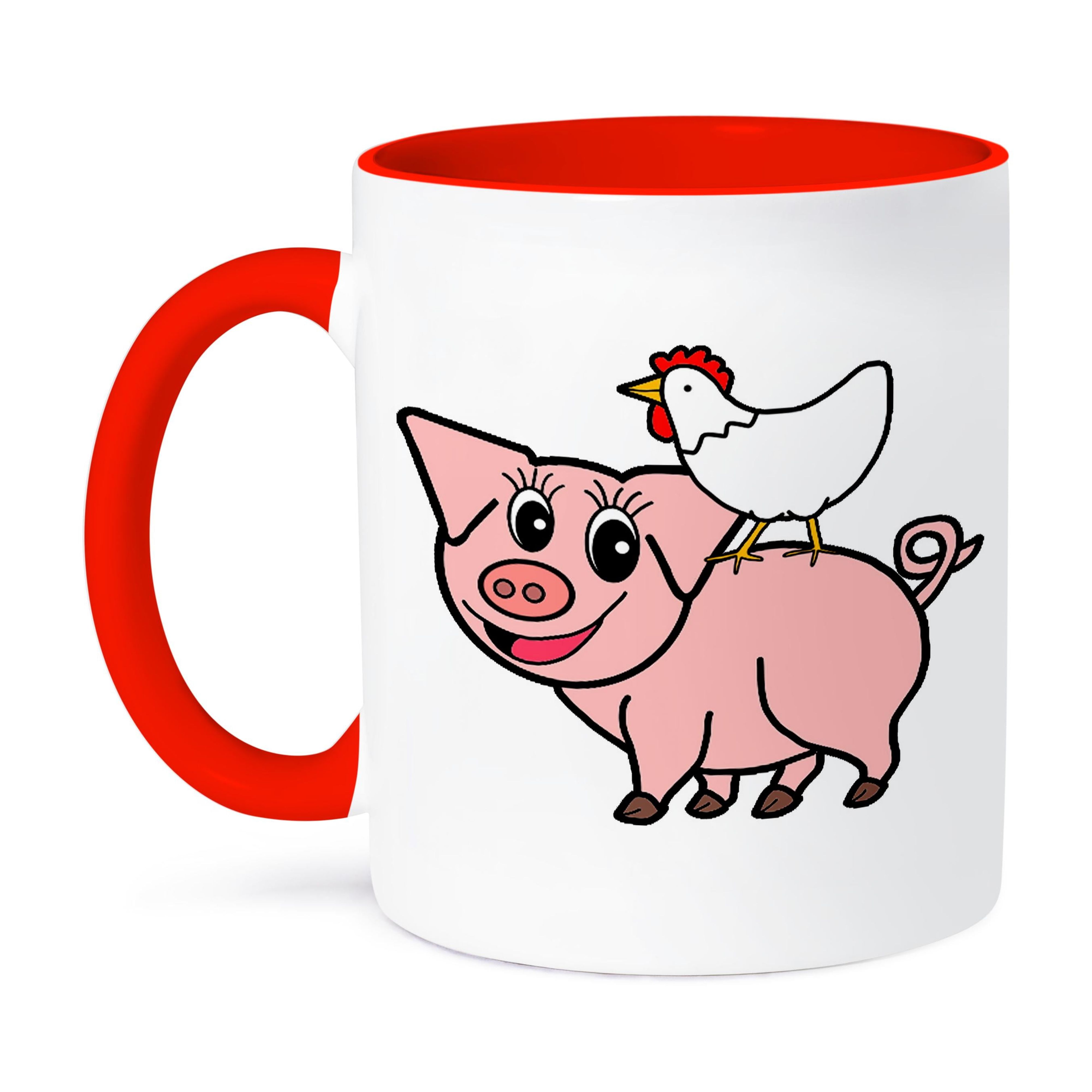 3dRose, Fun white chicken standing on cute pink pig unique cartoon ...