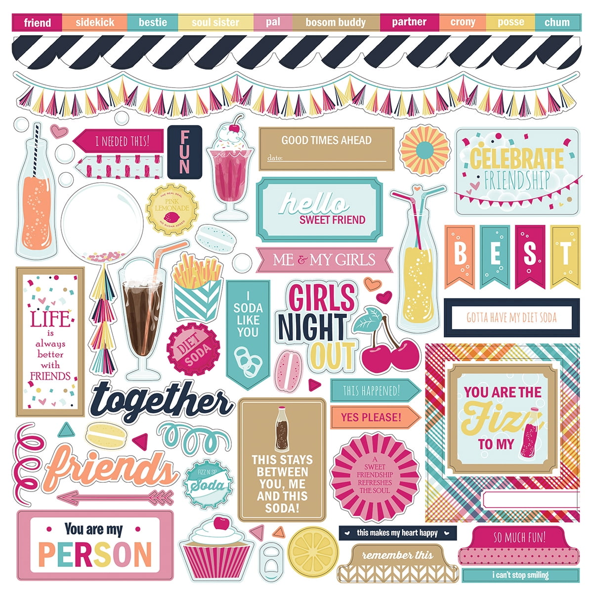 Fun With Friends Stickers 12"X12"-Elements - Walmart.com