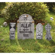 Bibana Halloween Grave Decor: Set of 5 Outdoor Fake Cemetery Props ...