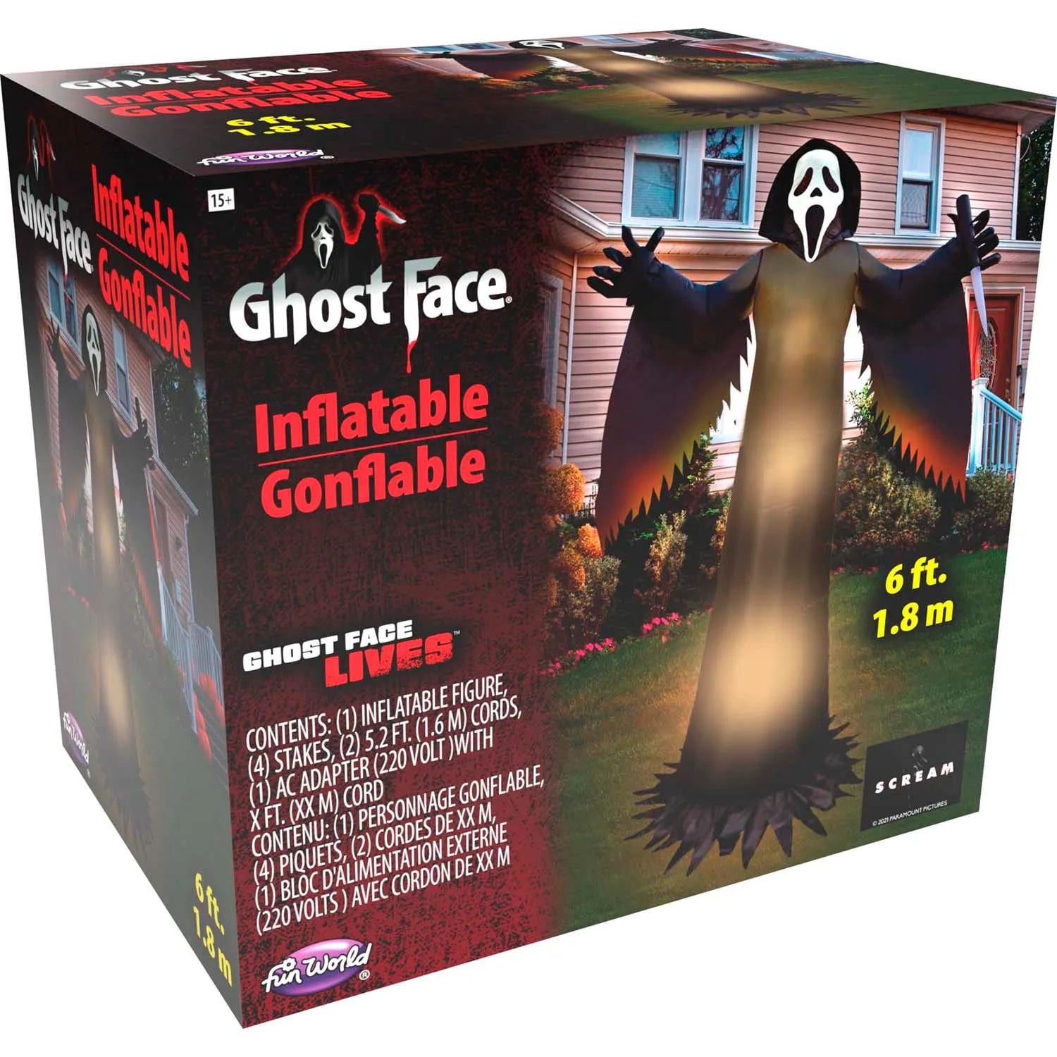 Fun World 6 ft Inflatable Blow-Up Ghostface Outdoor Yard Decoration ...