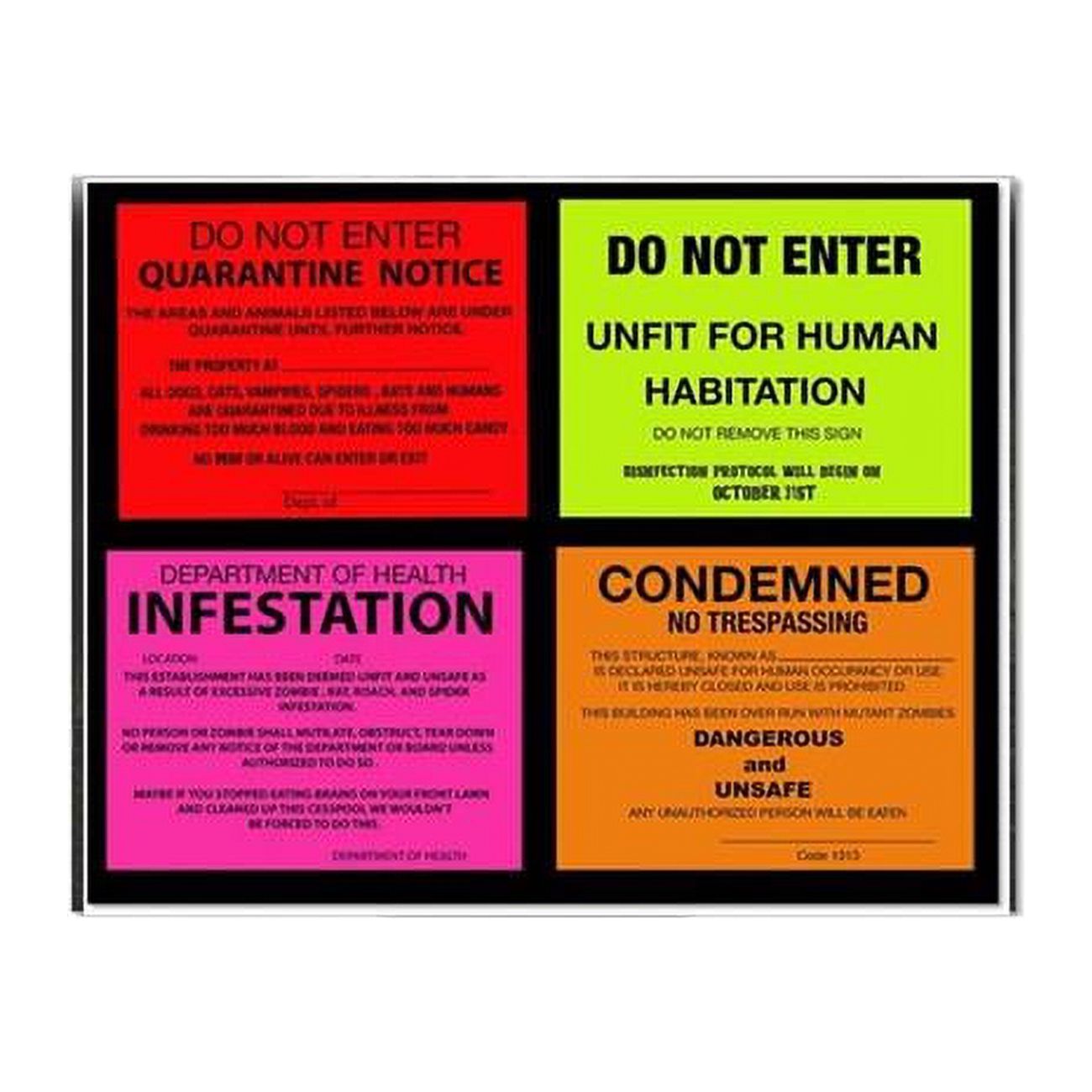 Fun World 9081112 7.5 x 5 in. Condemned Signs Halloween Decor, Pack of ...