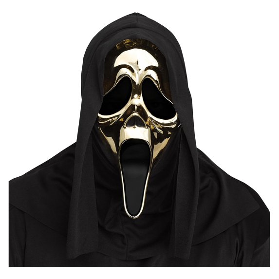 Fun World, Ghost Face Mask, Officially Licensed, Gold Chrome Plated ...