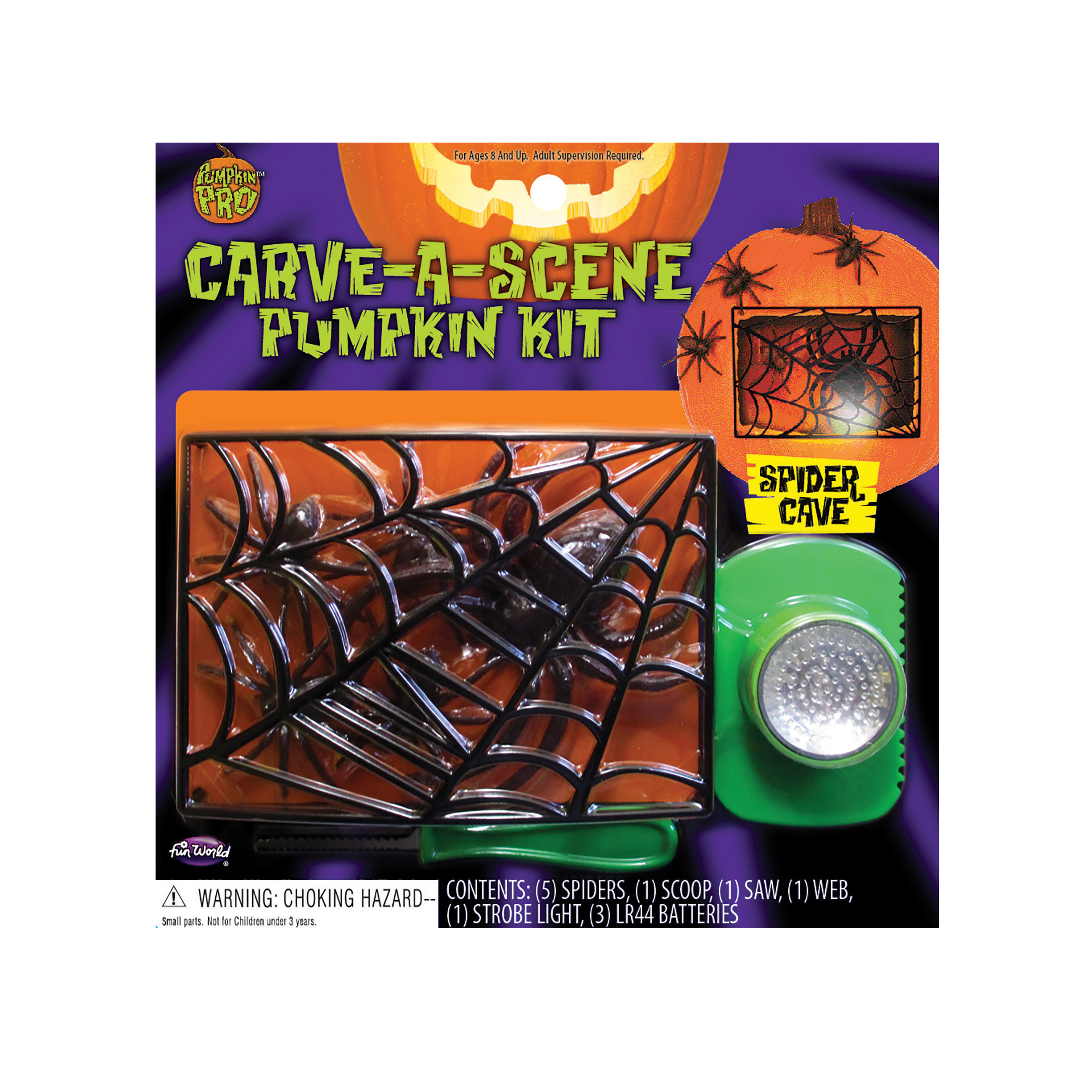 Fun World Carve-A-Scene Spider Cave 8pc Halloween Pumpkin Carving Kit ...