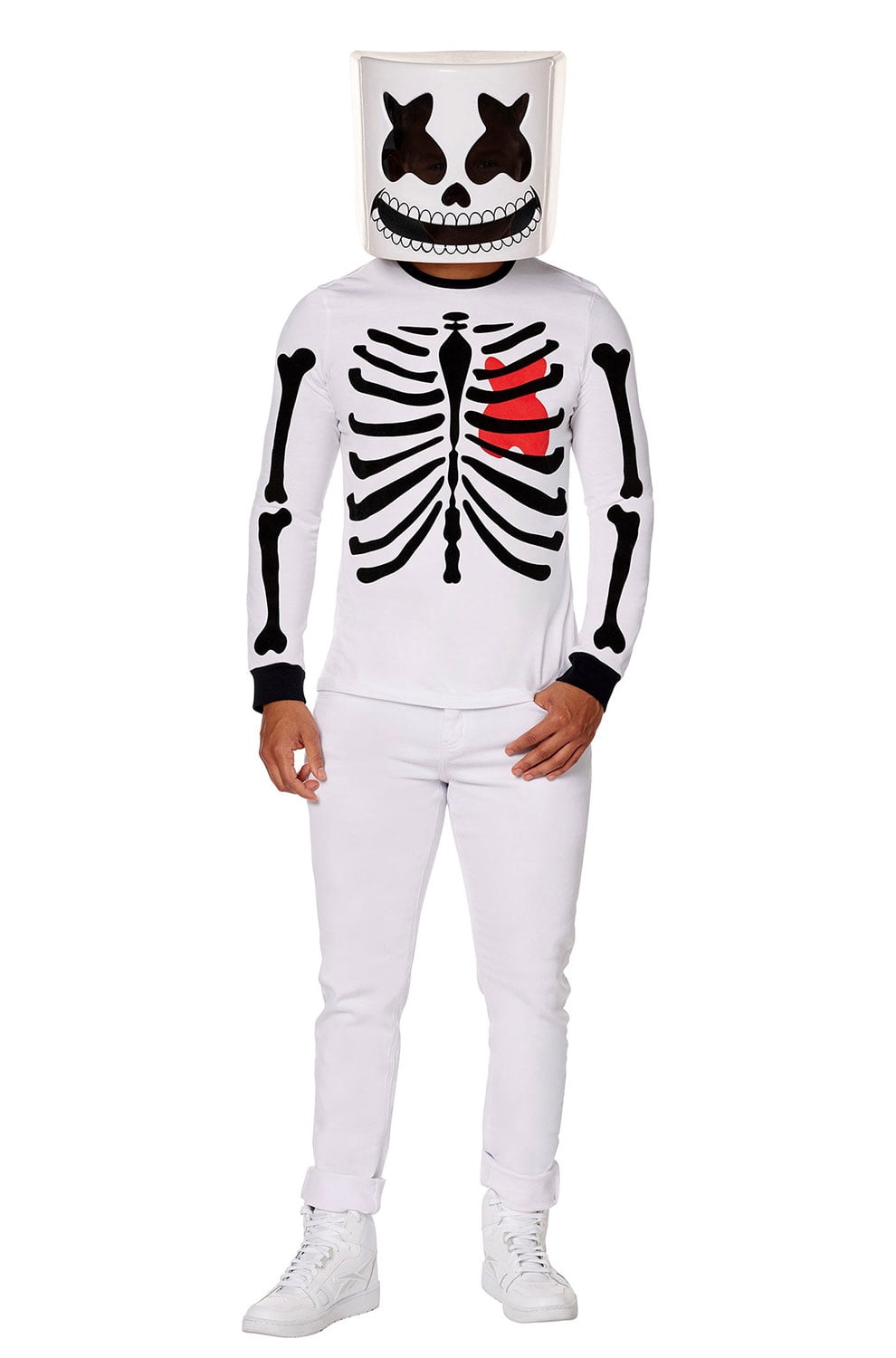 Fun World FW103574XL Adults Marshmallow Black & White Mello Skeleton ...
