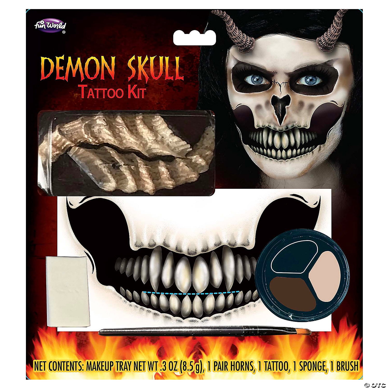 Fun World FW2904C Demon Skull Tattoo & Horns Makeup Kit - Walmart.com