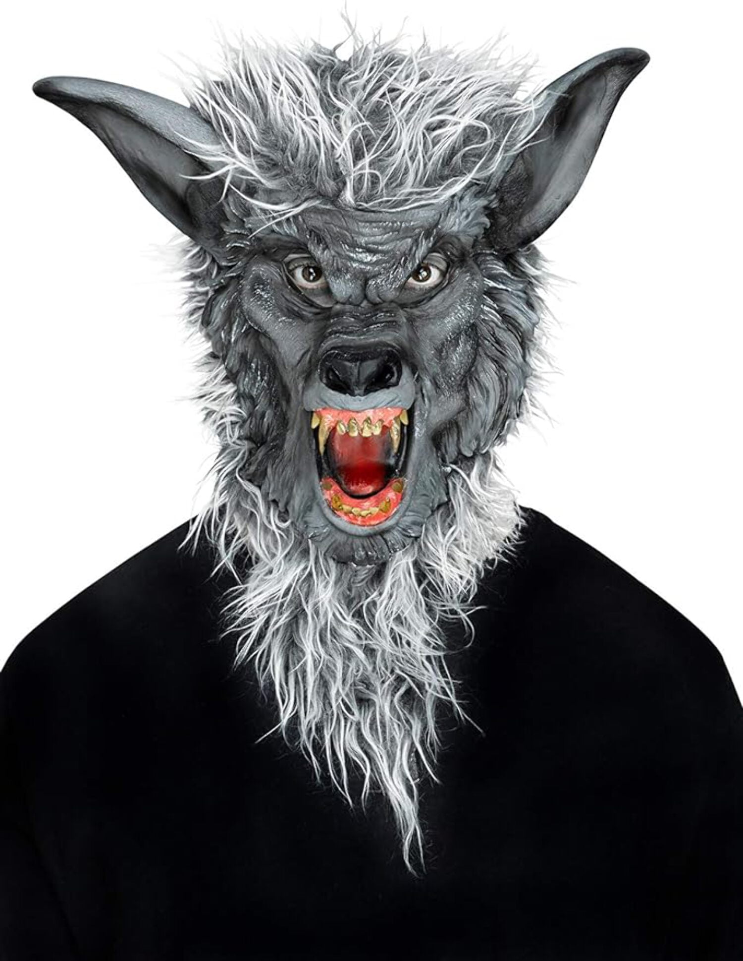 Fun World FW8546GW Adult Werewolf Monster Fur Covered Mask, Gray - One ...
