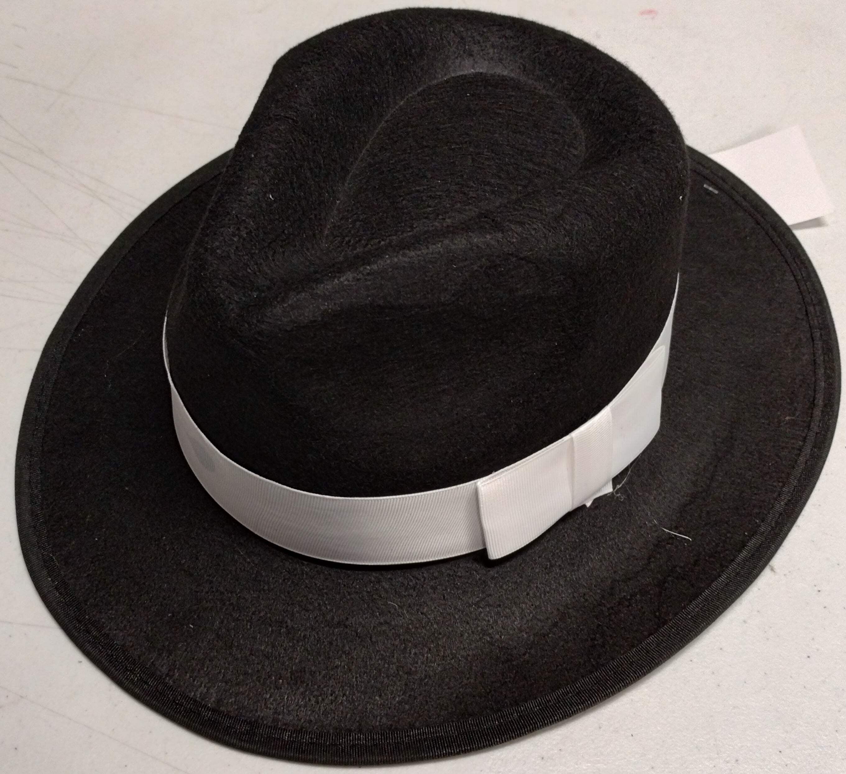 Fun World FW90006FKK Adults Black Polyester Fedora Hat with Black ...