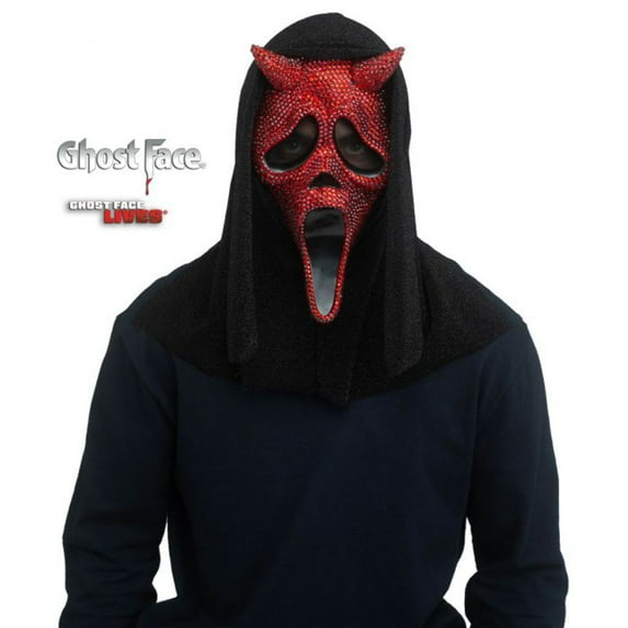Fun World Ghost Face Rhinestone Devil Mask, Sparkling Red & Horns ...