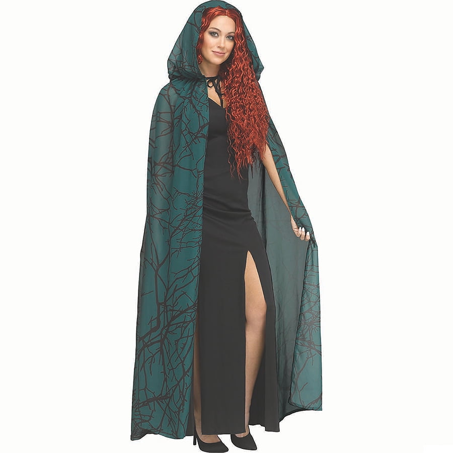 Fun World FW96821G Adults Green Forest Polyester Hooded Cape Costume ...
