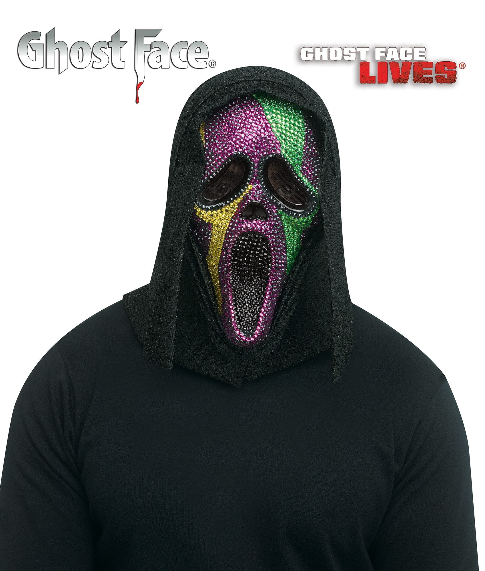 Fun World Ghost Face Scream Costume Mask with Mardi Gras Bling for ...