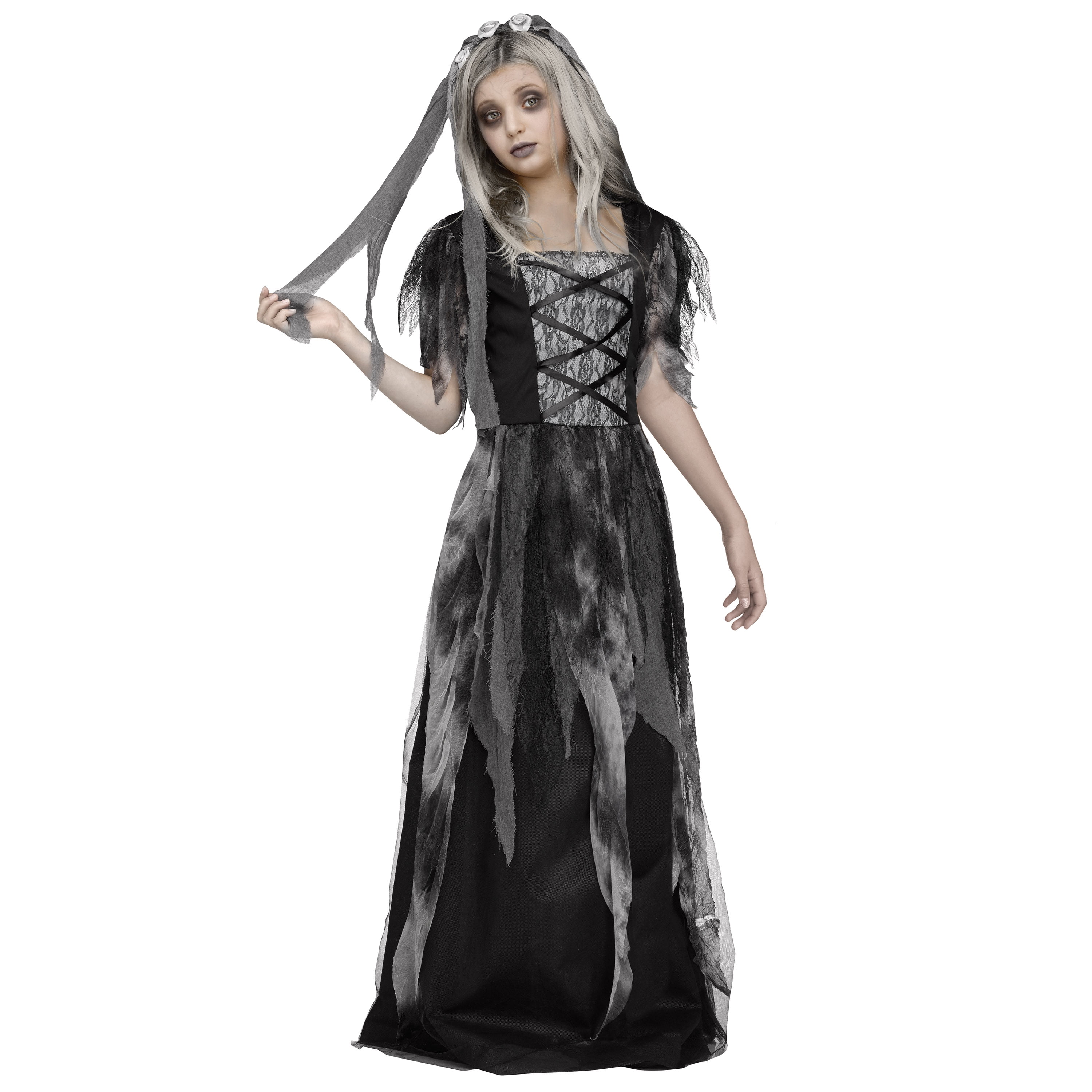 Cemetery Bride Costume for Children, Girls Large 12-14, by Fun World ...