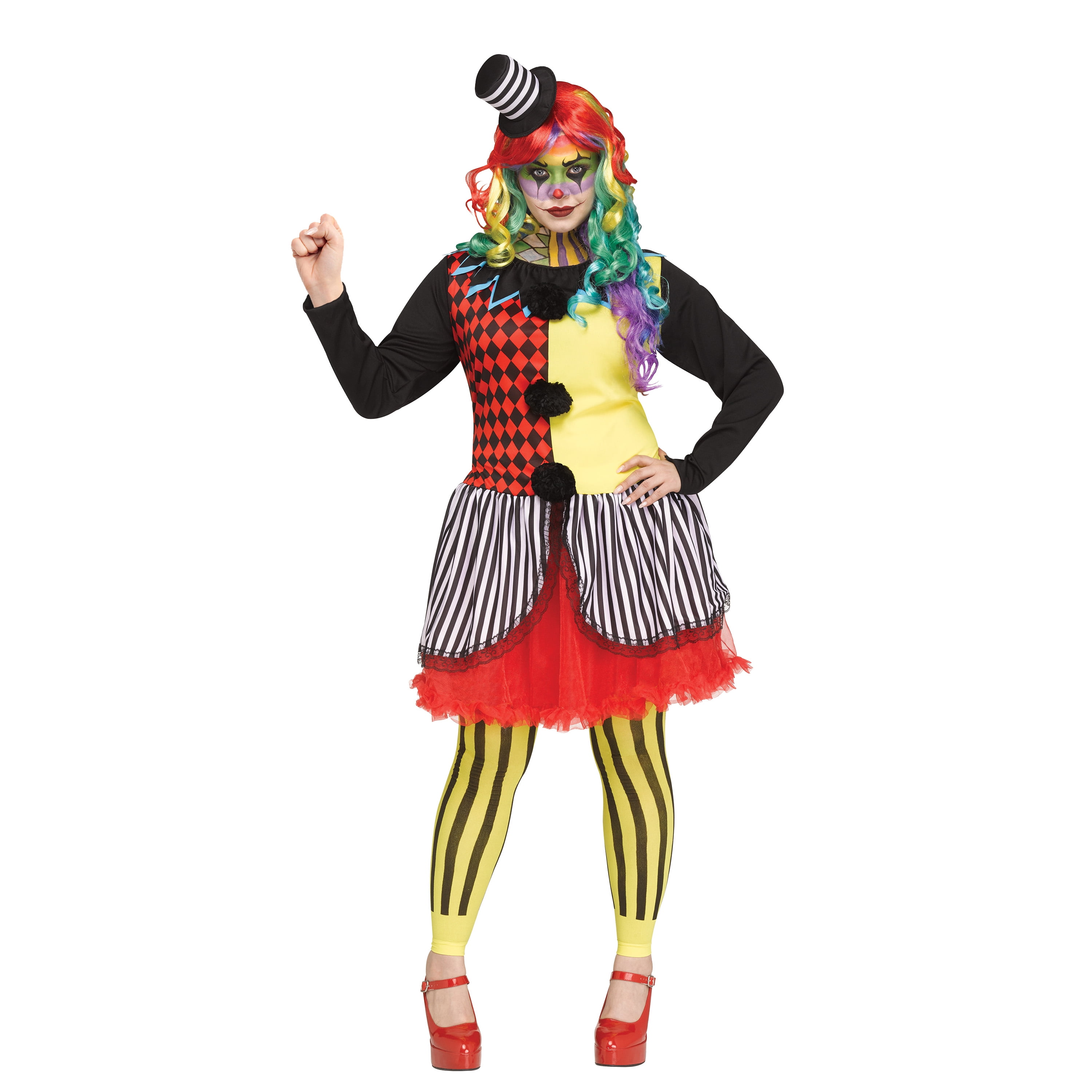 Fun World Inc. Freakshow Clown Halloween Scary Costume Female, Adult ...