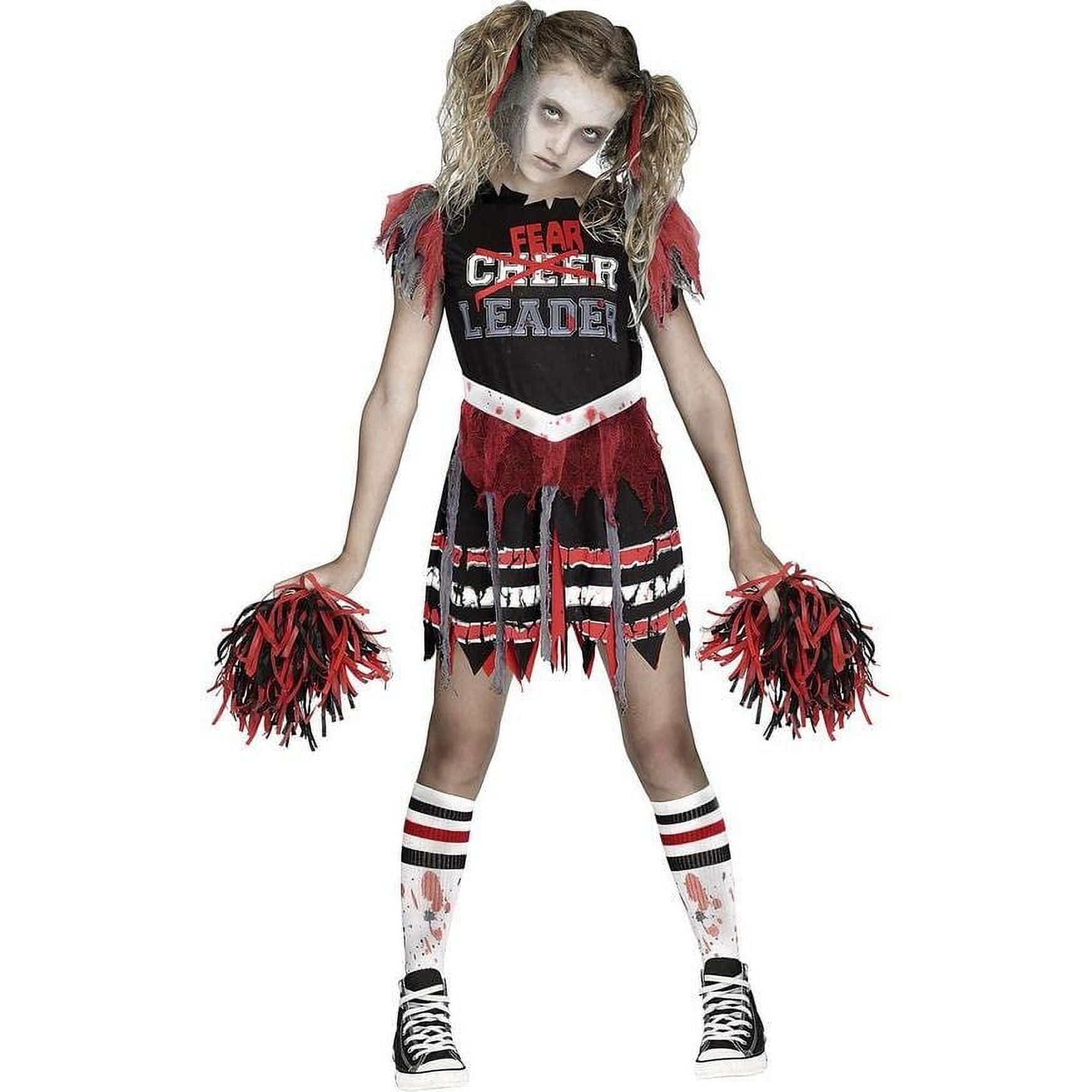 Fun World Zombie Fearleader Costume for Kids with Tattered Tulle, Large ...