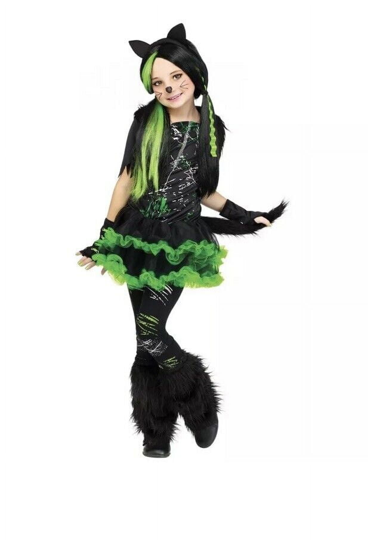 Fun World Kool Kat Girl's Halloween Costume - Black Cat Child Costume ...