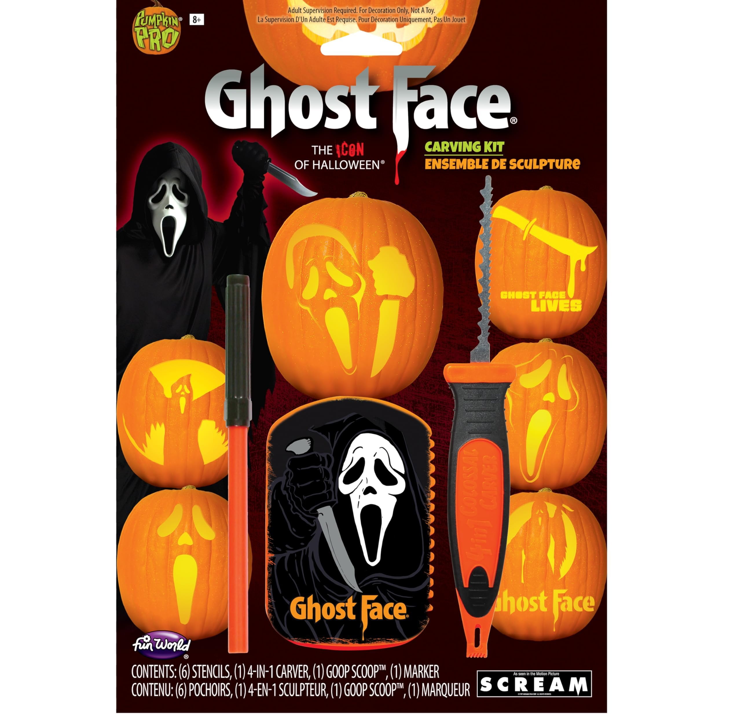 Ghost Face Pumpkin Carving Kit - Walmart.com