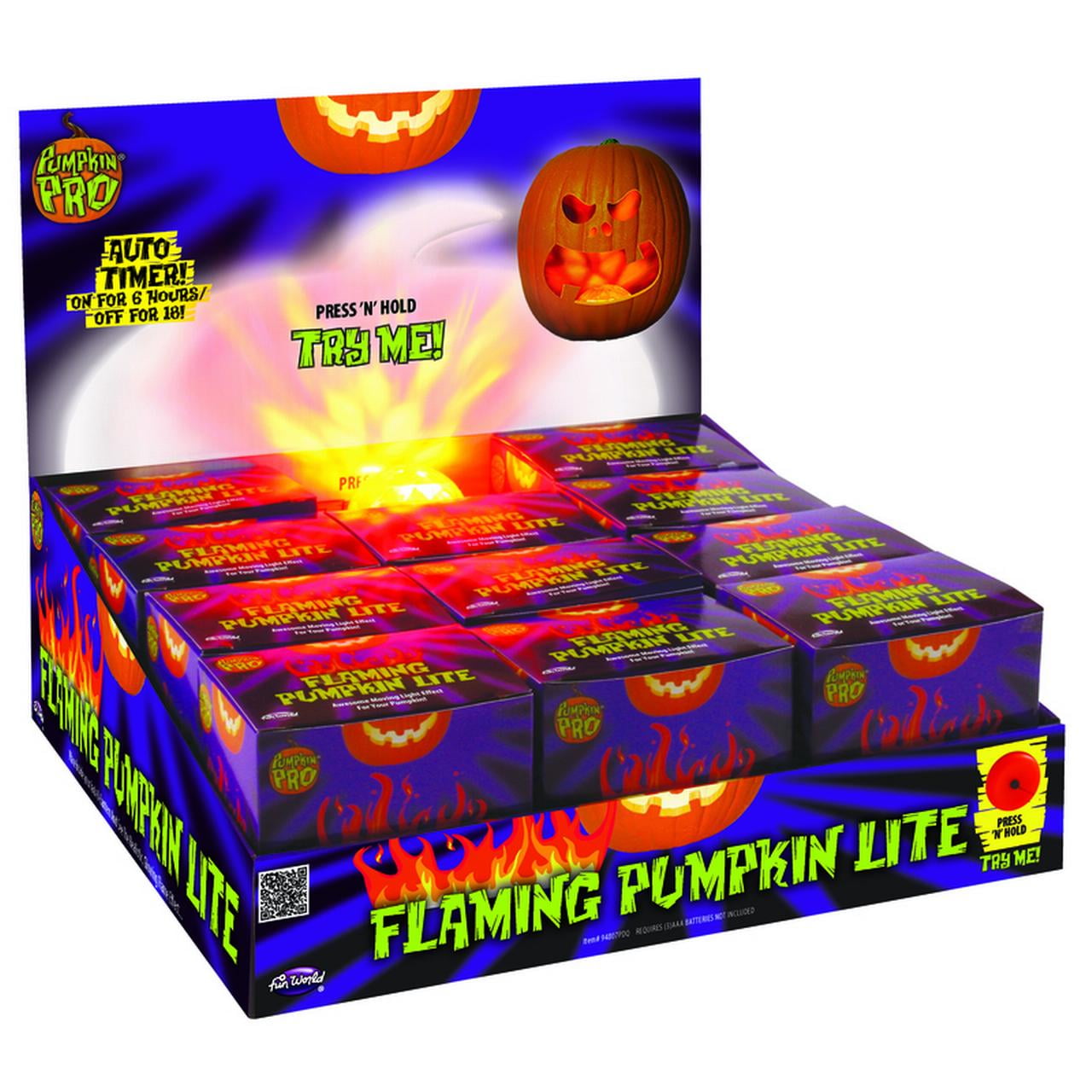 Fun World Pumpkin Pro - Halloween Flaming Pumpkin Light, Prelit Indoor ...