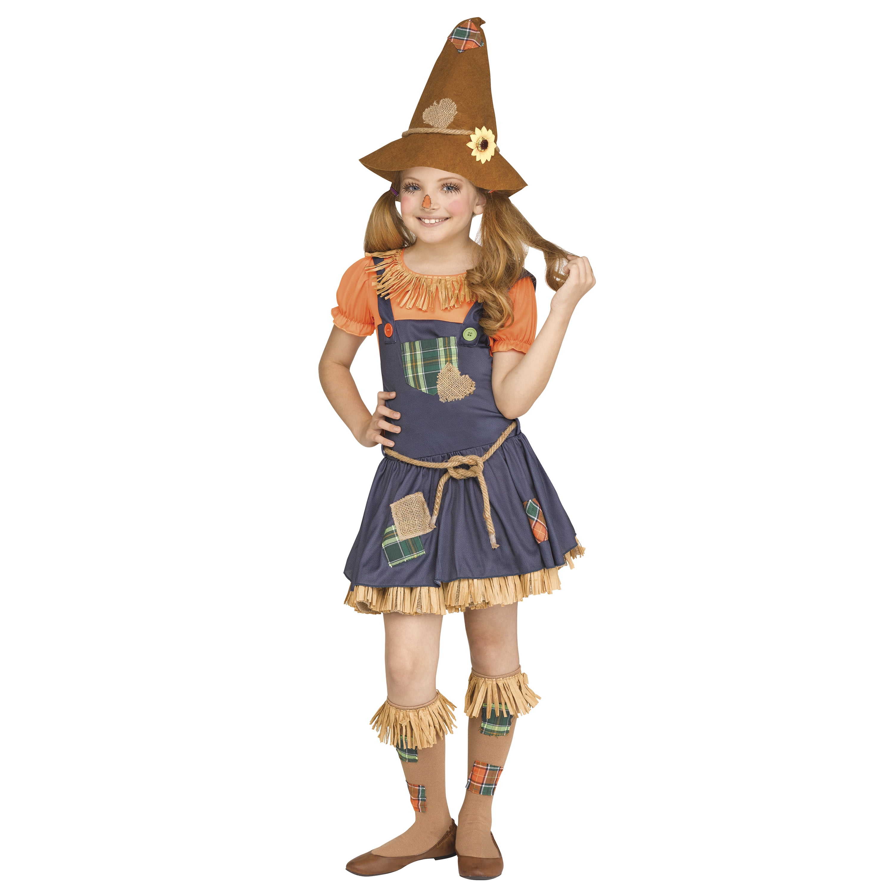 Fun World Scarecrow Multi-Color Halloween Costume Set, Big Girls Female ...