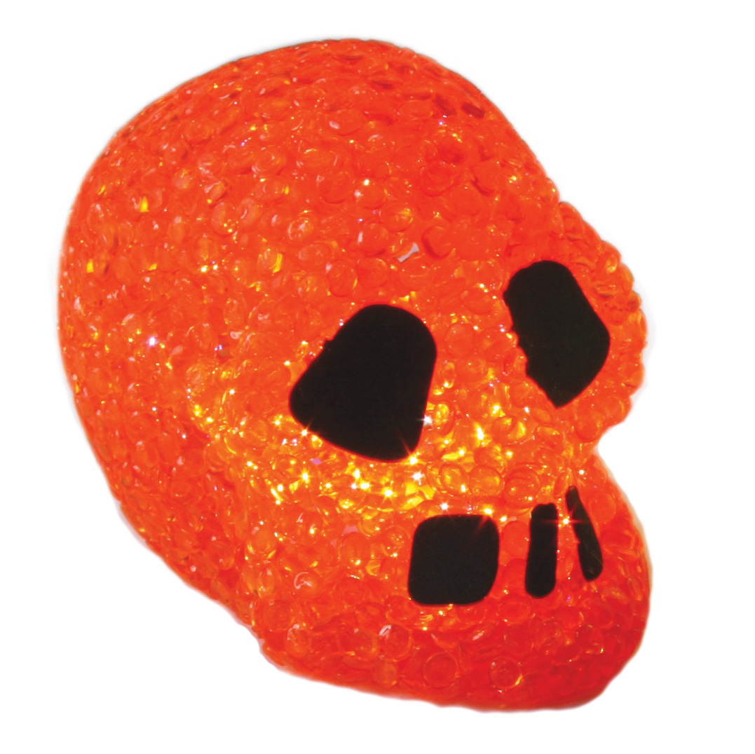 Fun World Sparkle Light-Up Halloween Skull 3"x2.5" Table Decoration ...