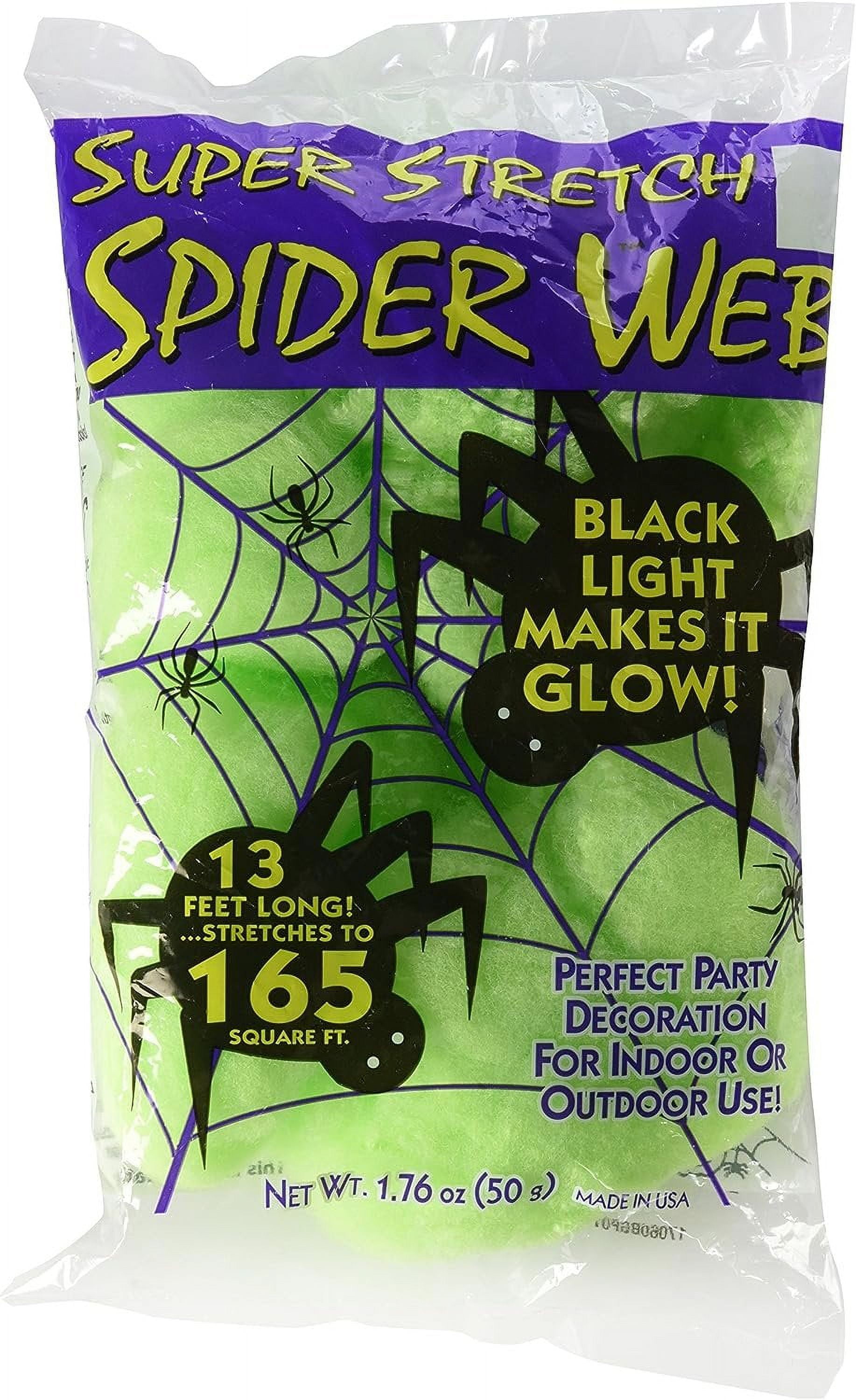 Halloween Super Stretch Glowing Green Spider Web Decoration, 165 Sq. Ft ...