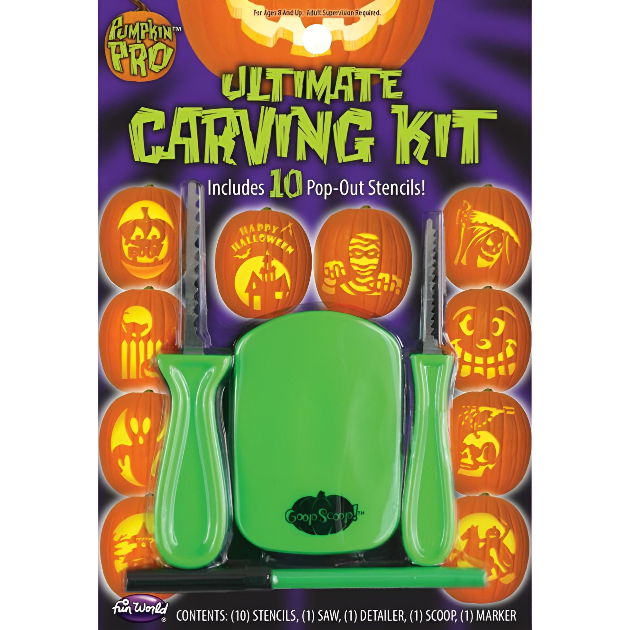 Ultimate Halloween Pumpkin Carving Kit - 14 Piece with 10 Pop-Out ...
