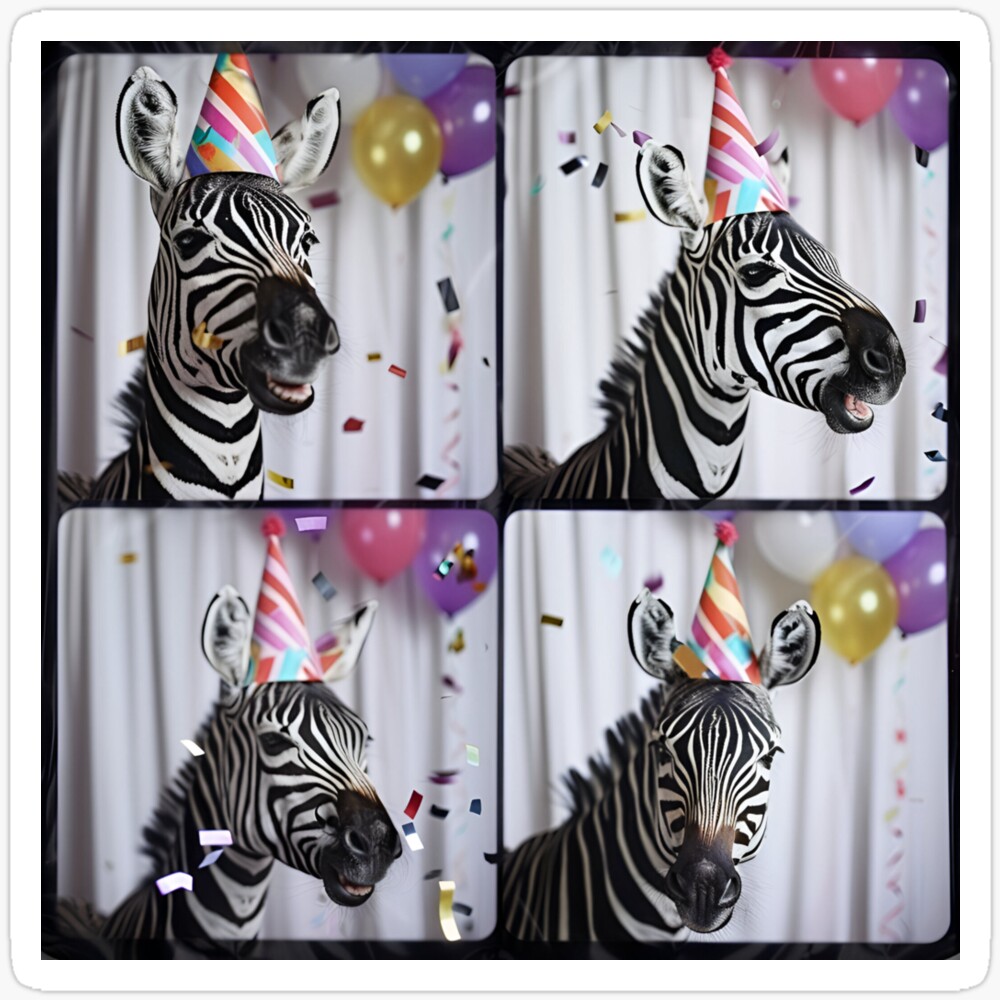 Fun Zebra Birthday Celebration Quirky Party Hat Zebra Stickerphone ...