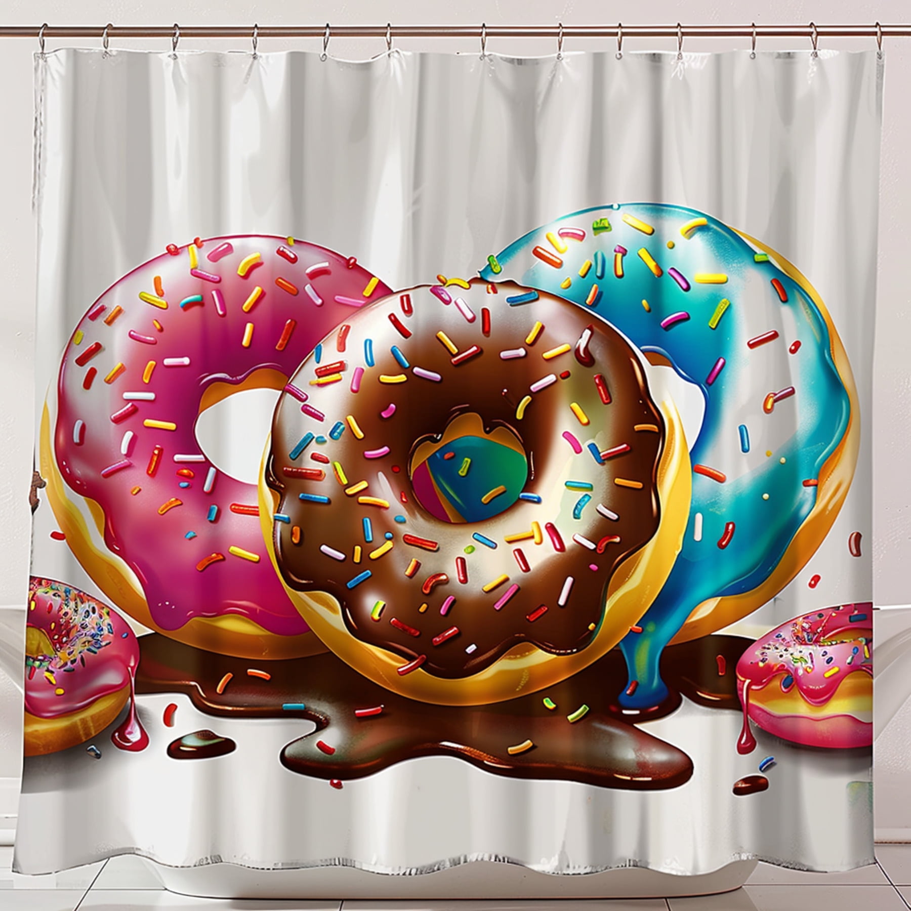 Fun and Colorful Donut Trio Oil Painting Style Shower Curtain Vibrant ...