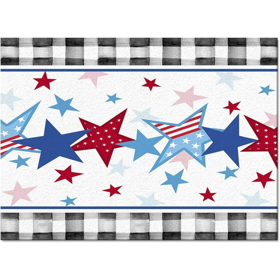 Fun bathroom entrance mat Independence Day Colorful Pentagram Stars ...