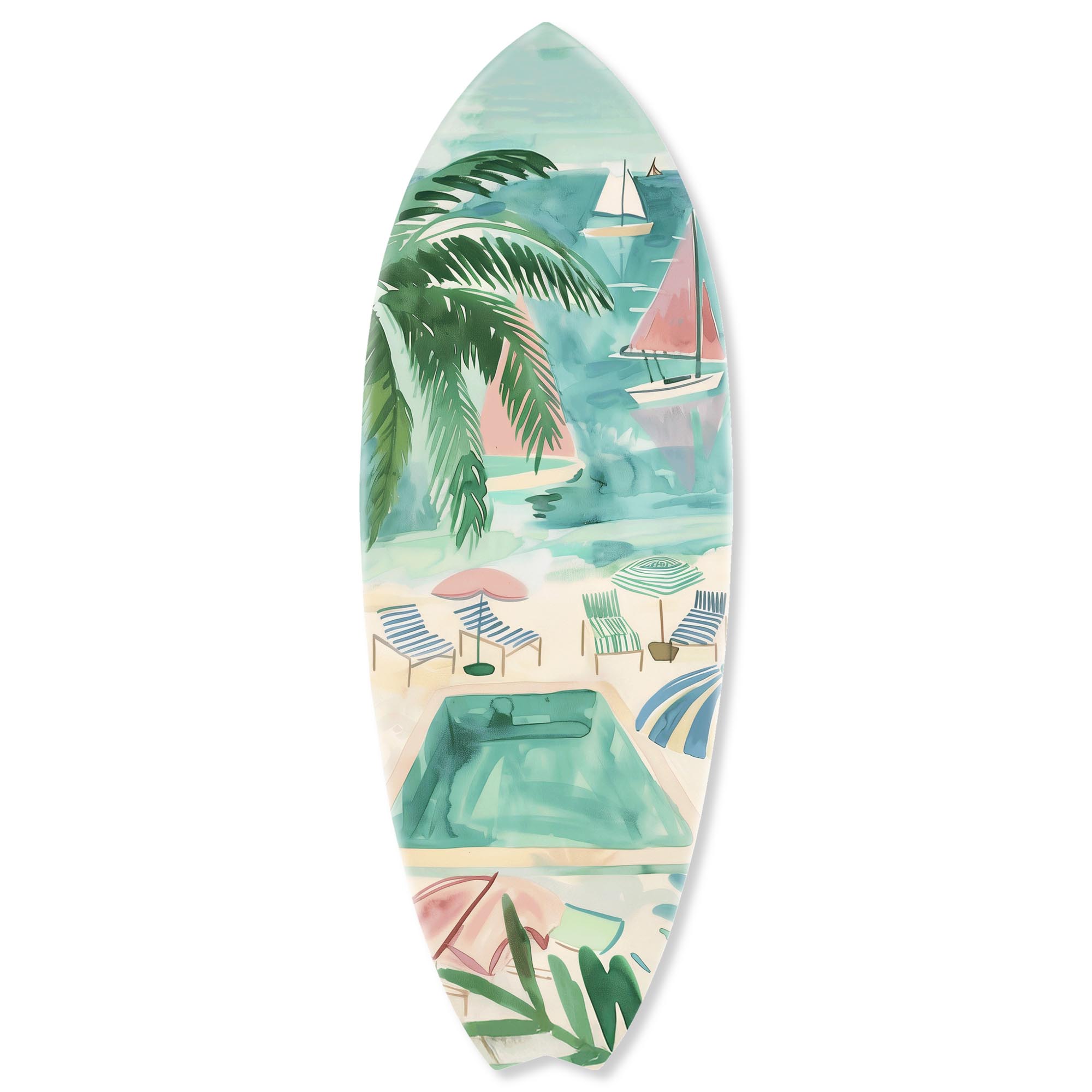 Fun by the pool Skimboard Coastal Acrylic Wall Art Easy-to-Hang Modern ...