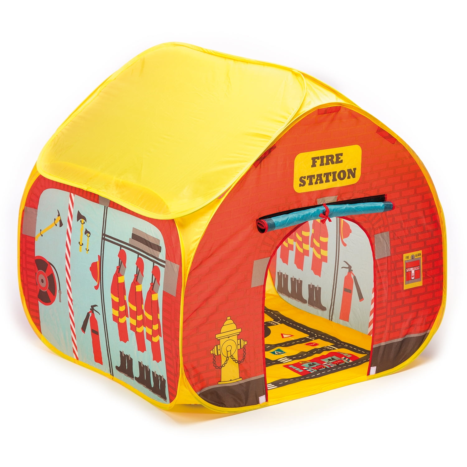 Fun2Give Pop-It-up Nylon Firestation Tent with Street Map Playmat, 3 ...