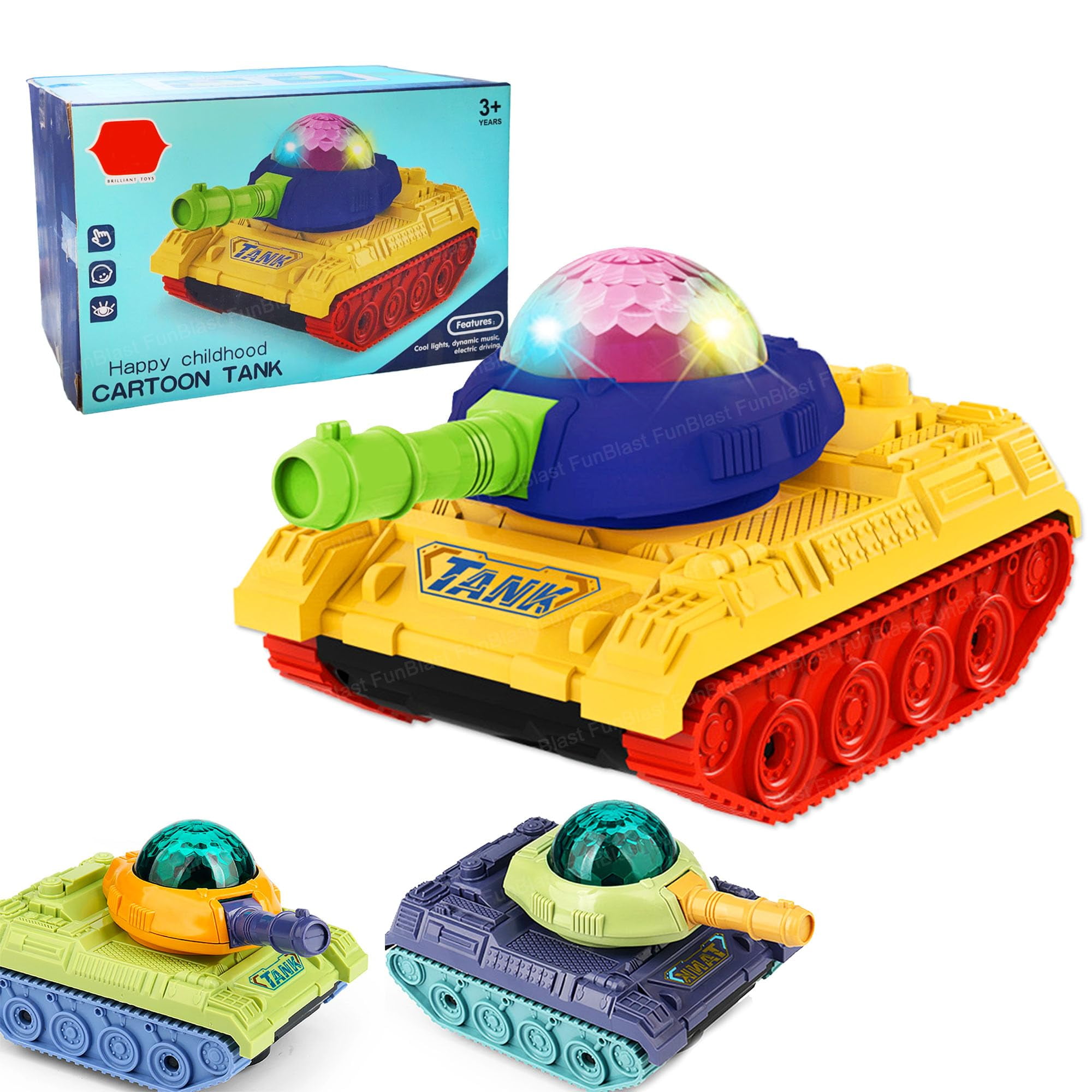 FunBlast Military Tank Toys for Kids, Bump & Go Crawling Army Tank Toys ...
