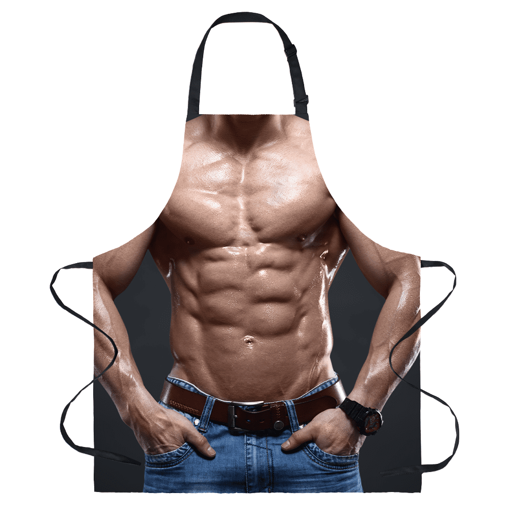 FunChaos Funny Cooking Chef Apron with 3D Muscle Man, Adjustable Sexy ...